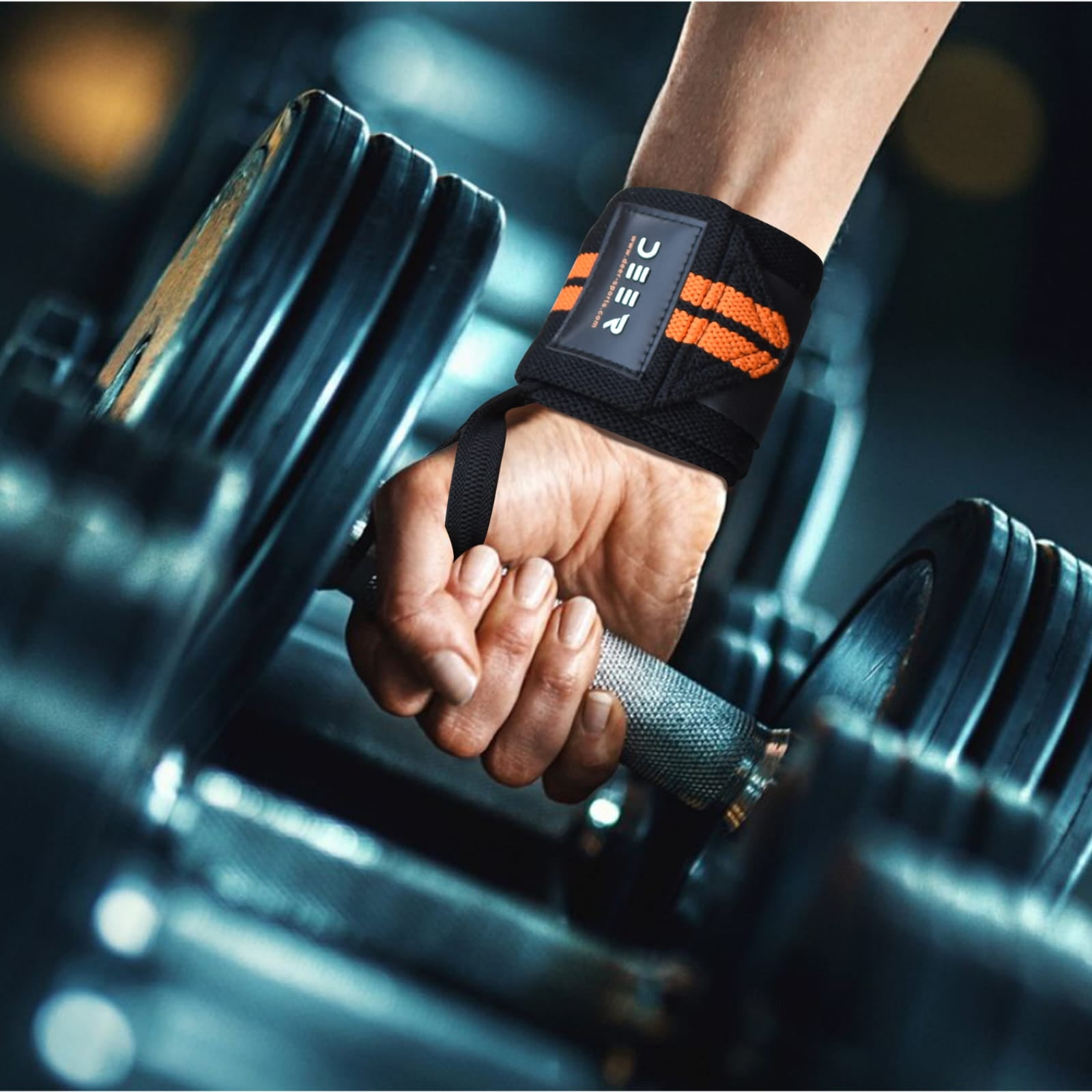 Orange Heavy-Duty Wrist Wraps for Weightlifting, Powerlifting & Gym ...