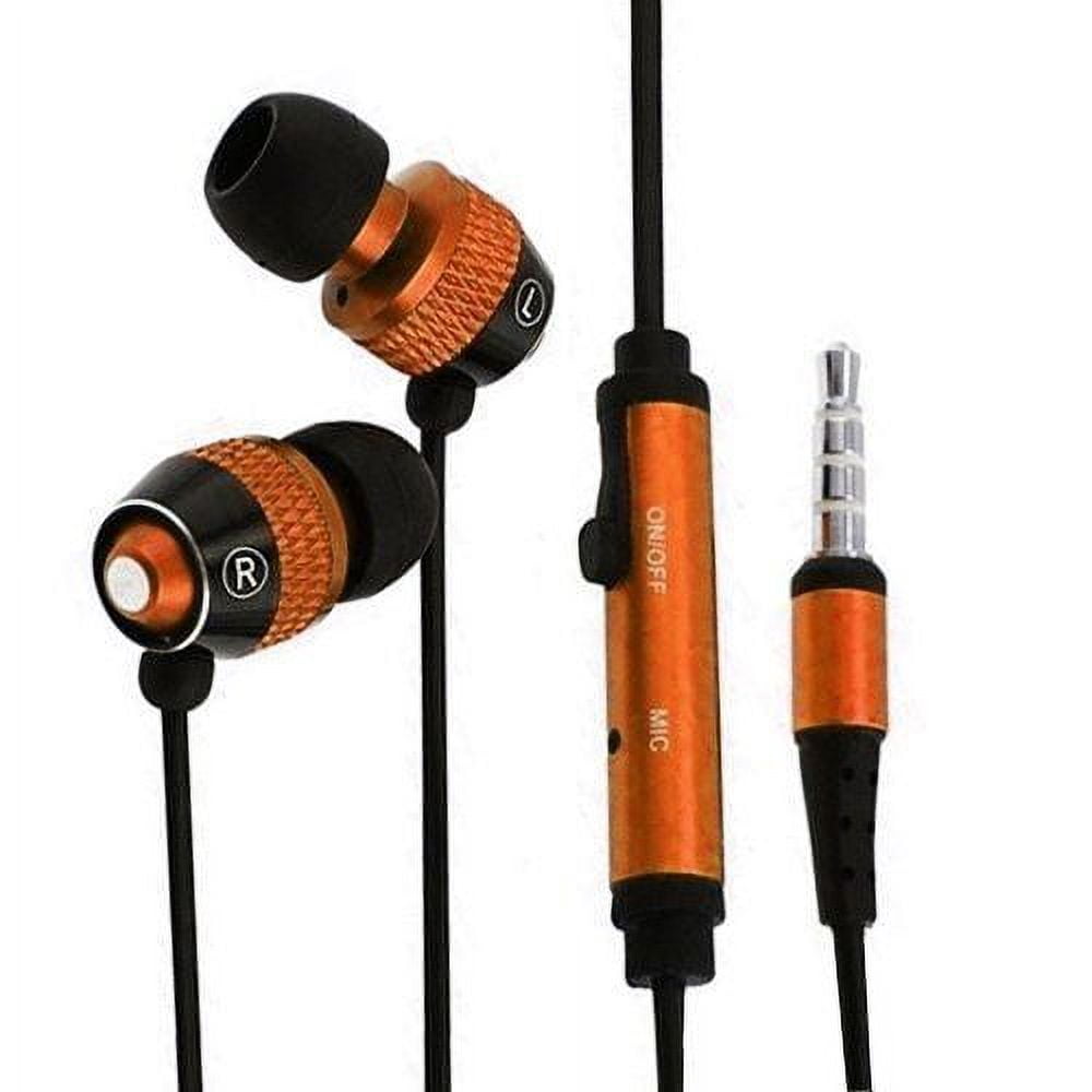 Orange In-Ear Headphones Earphones Earbuds with Mic Microphone for Cell ...
