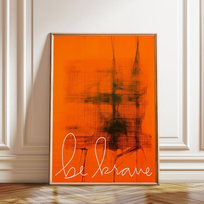 Orange Inspirational Wall Art Poster - Positive Mindset Orange Themed ...