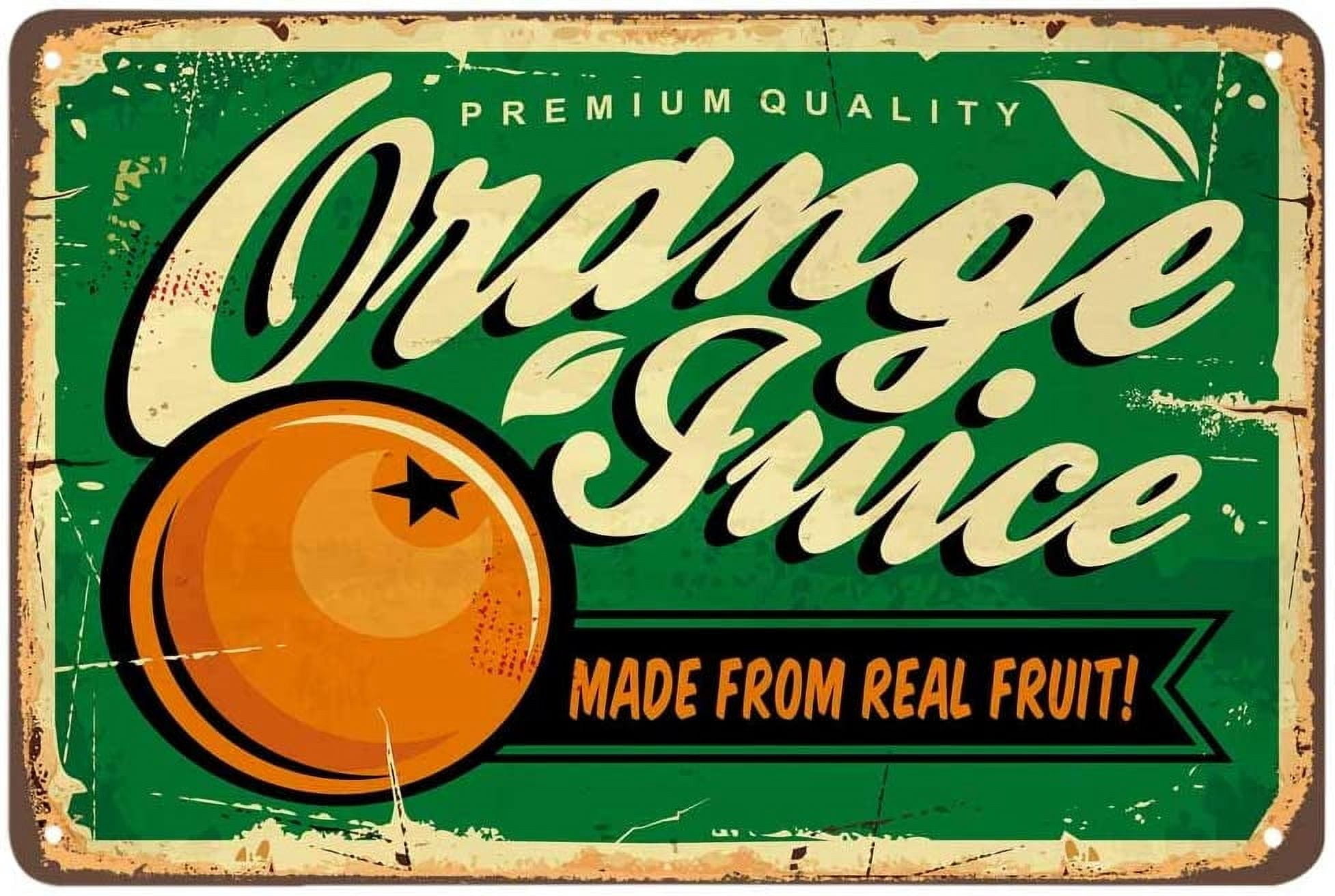 Orange Juice Tin Sign,Made from Real Fruit Green Vintage Metal Tin ...