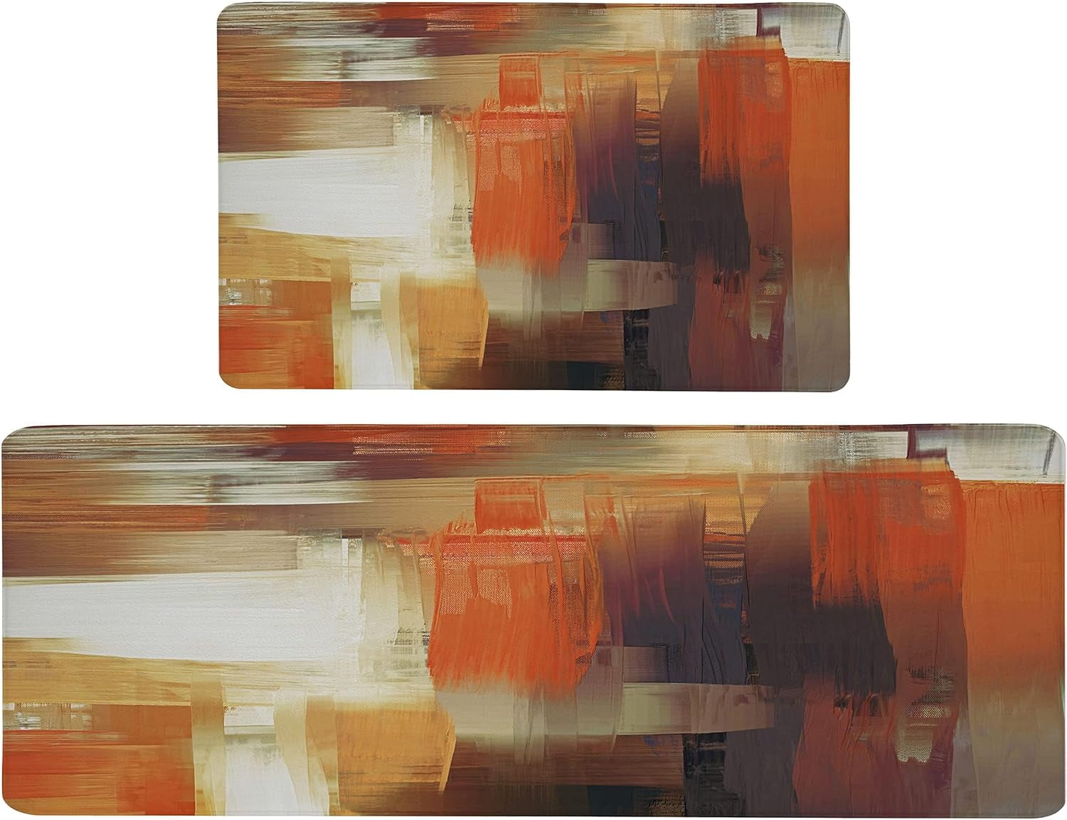 Orange Kitchen Anti Fatigue Mats for Floor Foam Cushioned Set of 2 ...
