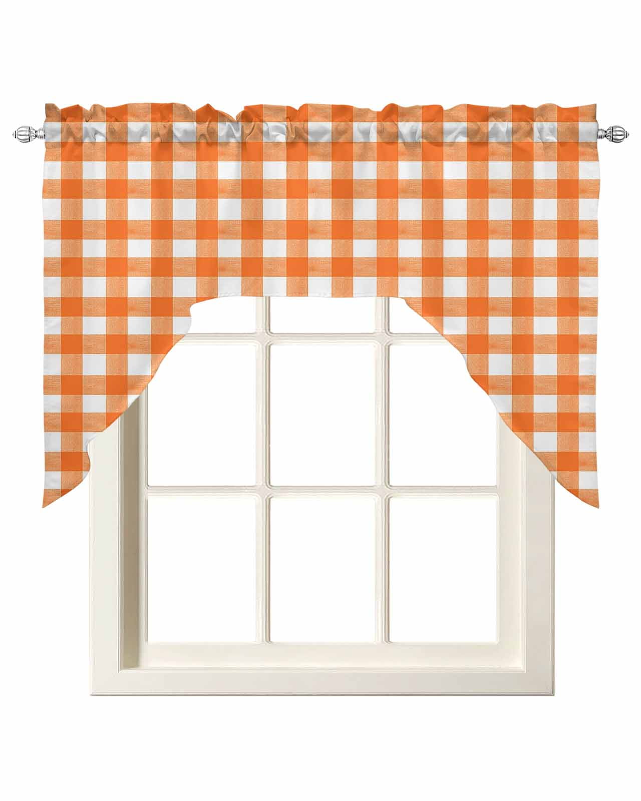 Orange Kitchen Swag Valances for Windows, Country French Rustic Buffalo ...