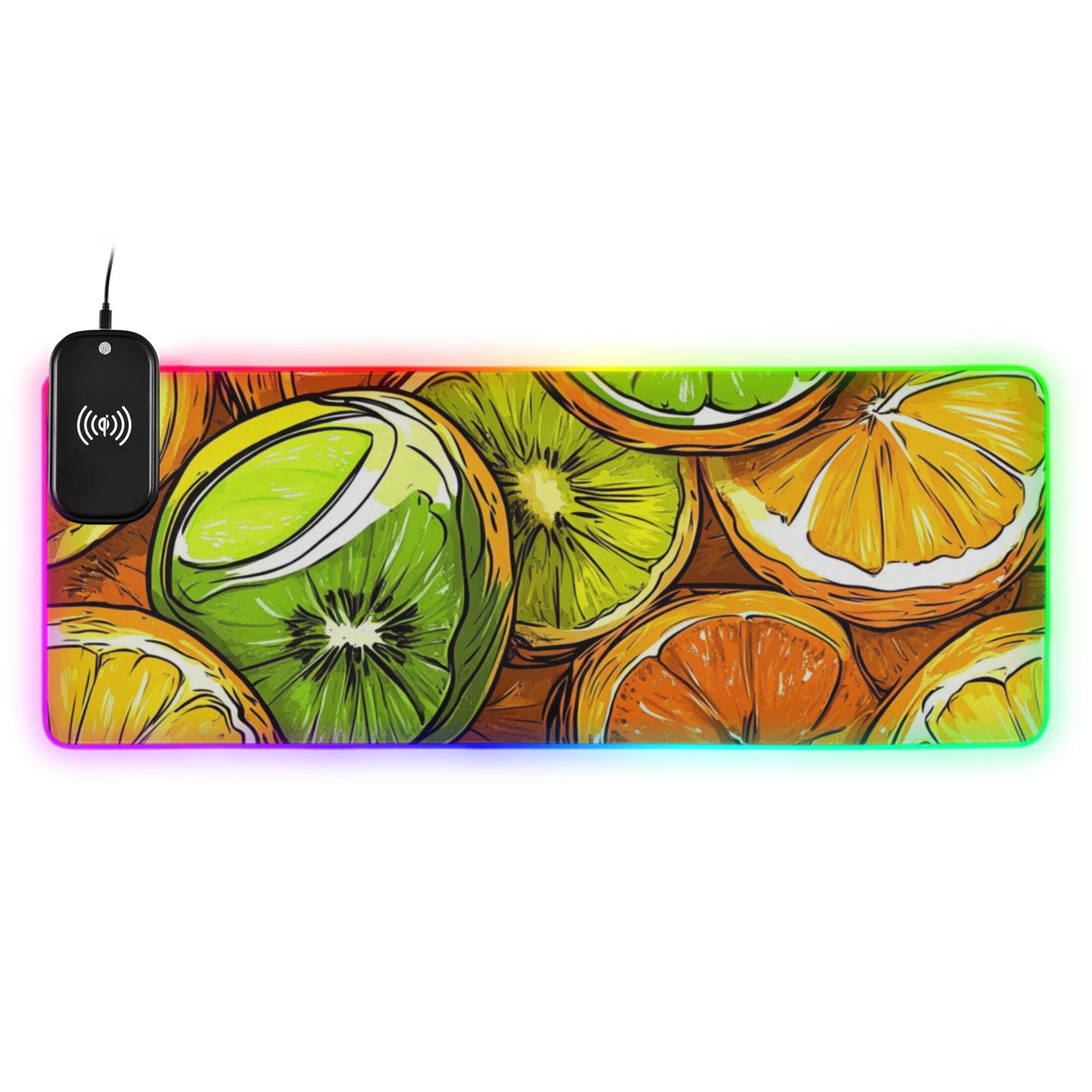 Orange Kiwifruit Figure Wireless Charging RGB Gaming Mouse Pad Large ...