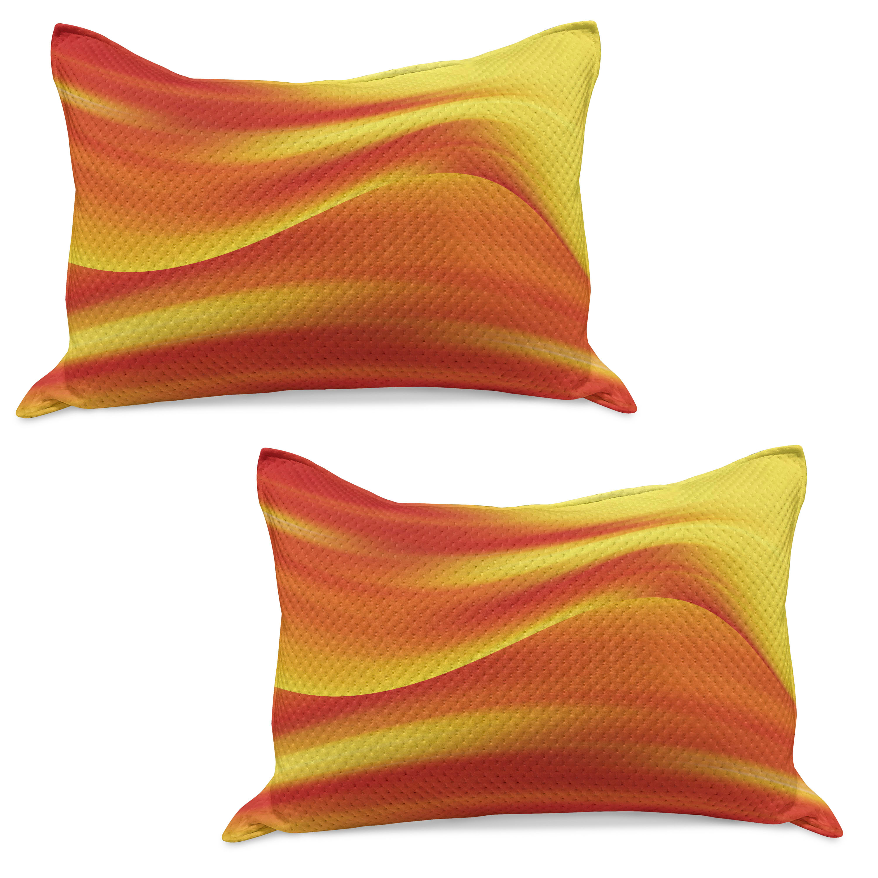 Orange Knitted Quilt Pillowcover Set of 2, Digital Waves with Different ...