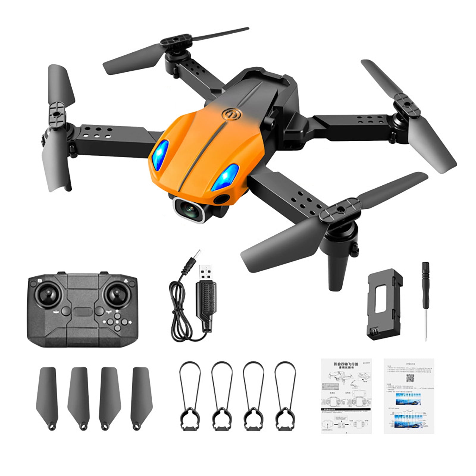 Orange Ky907 Mini Drone No Camera Obstacle Avoidance Foldable Arms ...