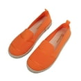 Orange Ladies Slip On Flat Breathable Knitted Round Toe Loafers Casual ...