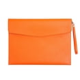 Orange Leather Document Folder A4 Size Waterproof With Removable Hand Strap For Files Papers ...