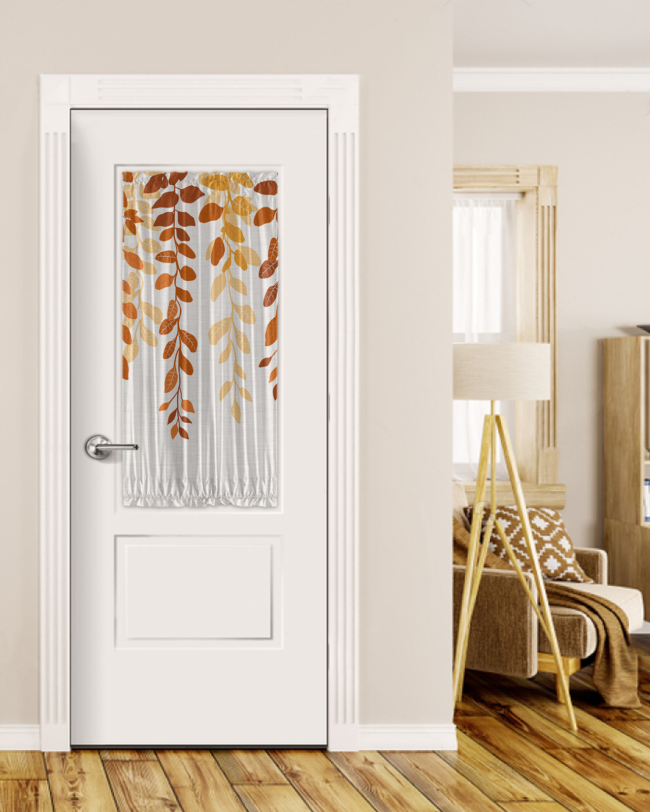 Orange Leaves Rustic Door Curtains for Doorway Privacy, Blackout French ...