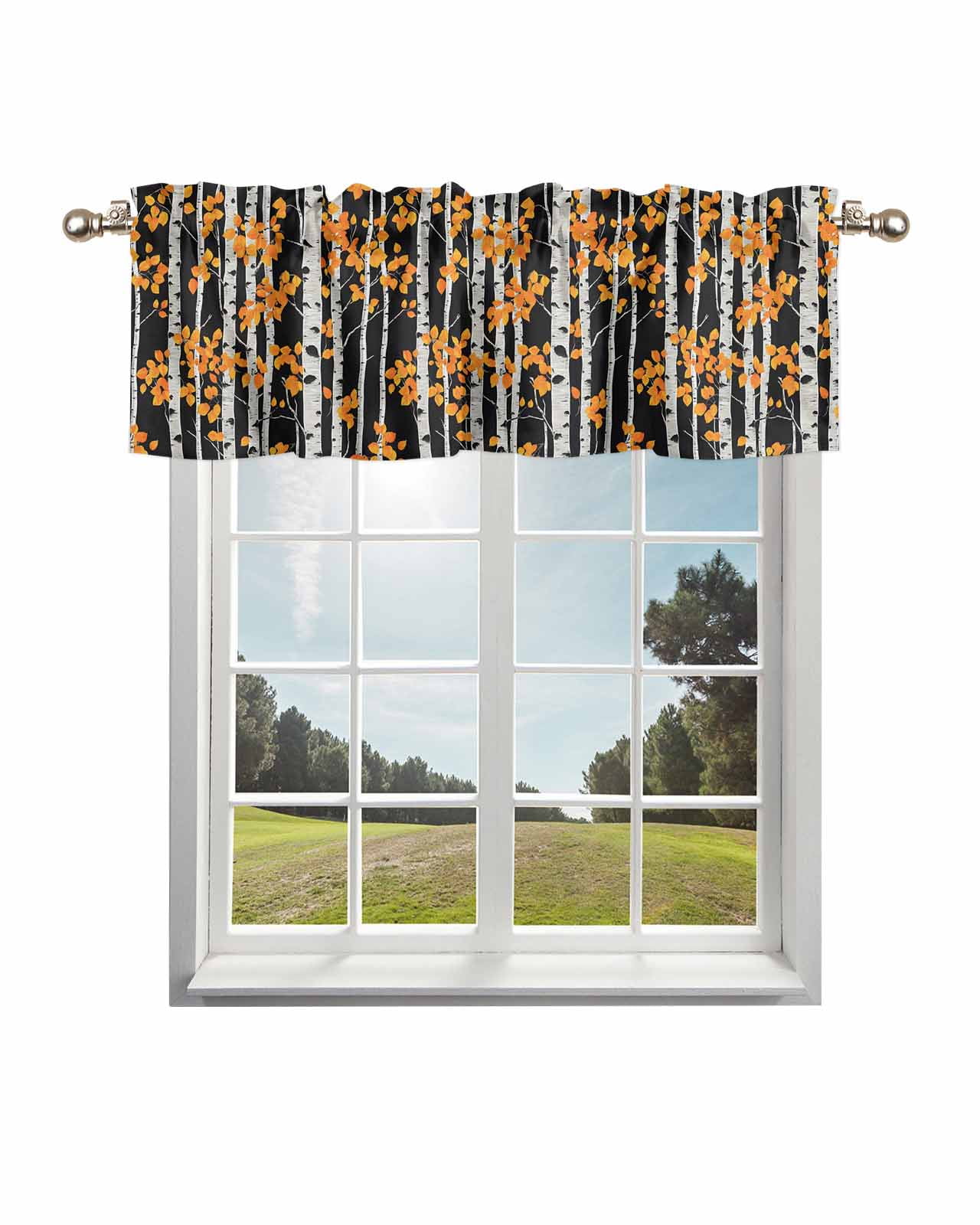 Orange Leaves Truck Curtain Valance for Windows/Living Room/Kitchen ...