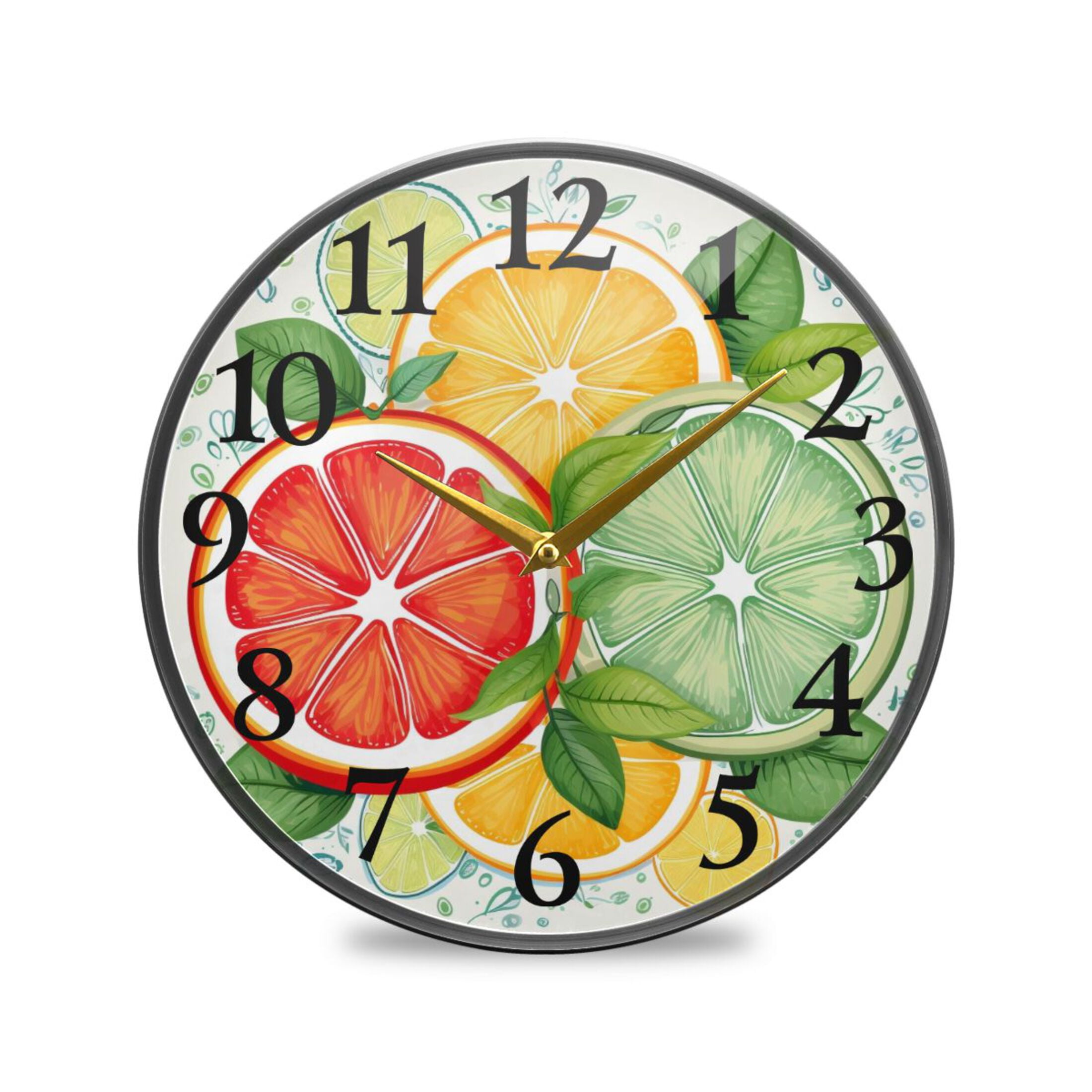 Orange Lemon Fruit Wall Clocks Battery Operated 9.5 Inch Round Clock ...