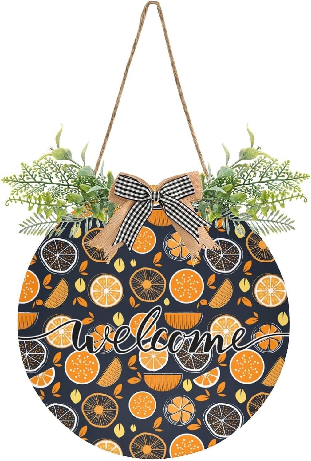 Orange Lemon Fruit Welcome Sign Farmhouse Front Porch Door Hanging ...