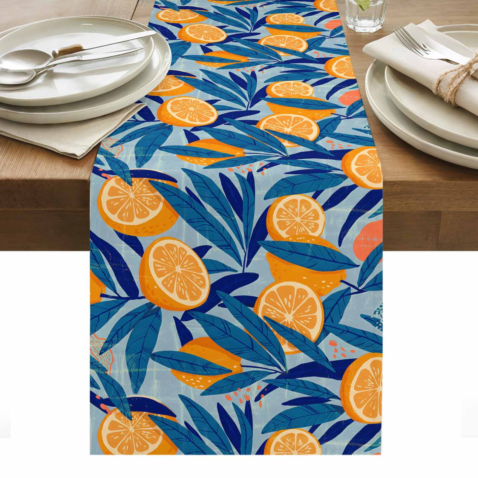Orange Lemon Table Runner - 70 Inch Long, Kitchen Dining Table Runner ...