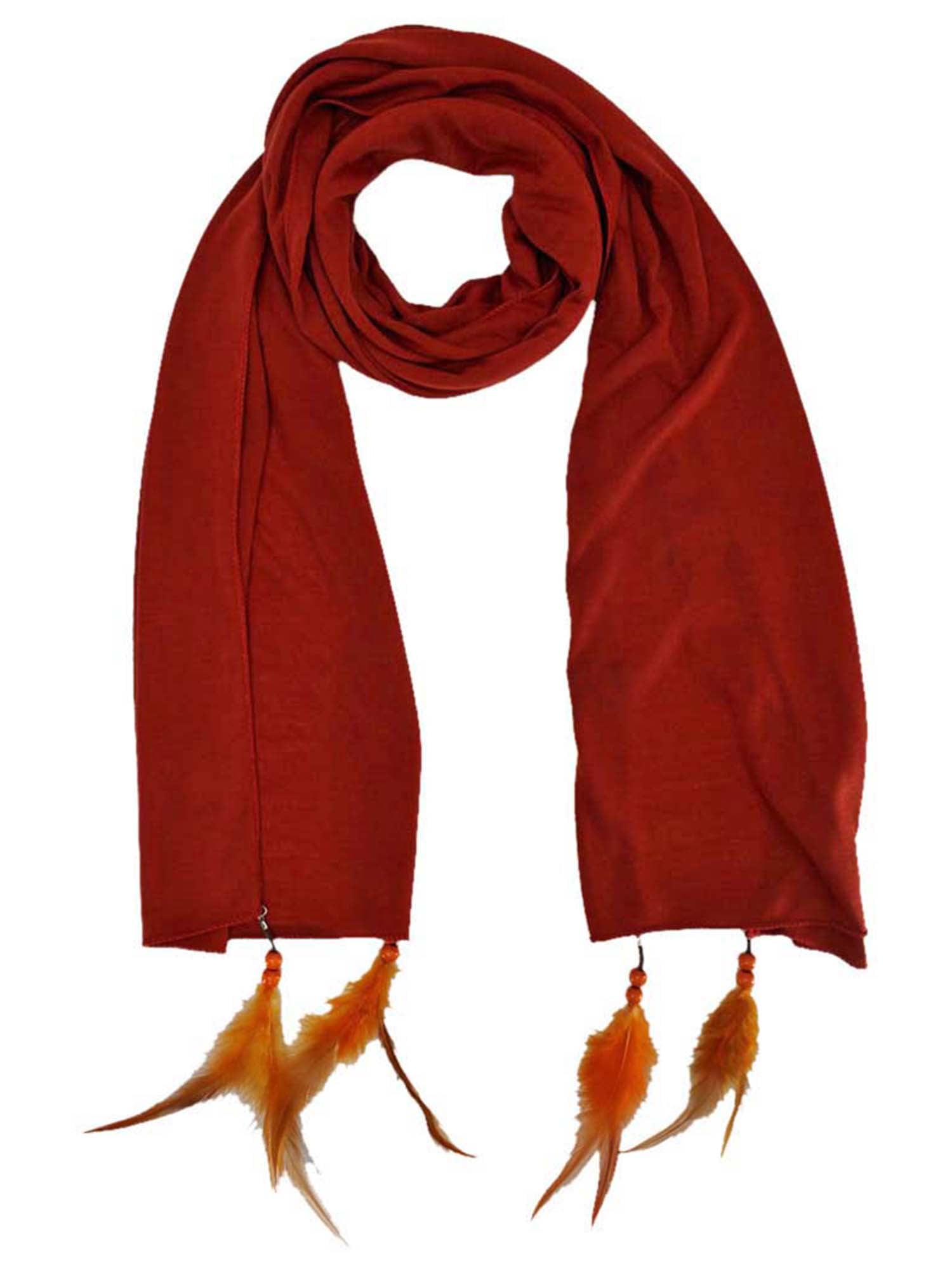 Orange Long Neck Scarf Wrap With Feather Tips - Walmart.com