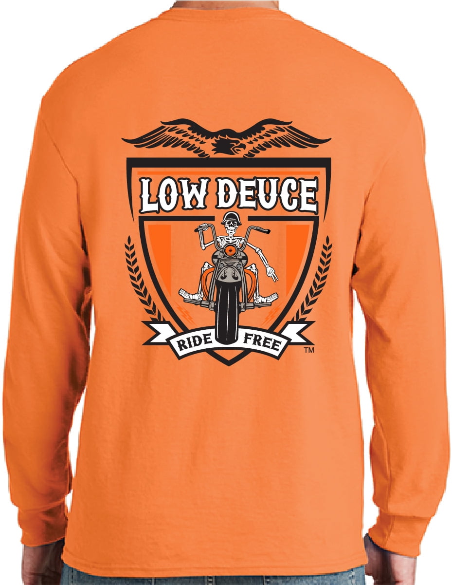 Orange Long Sleeve Motorcycle Shirts for Men, Biker Shirts Shirts for ...