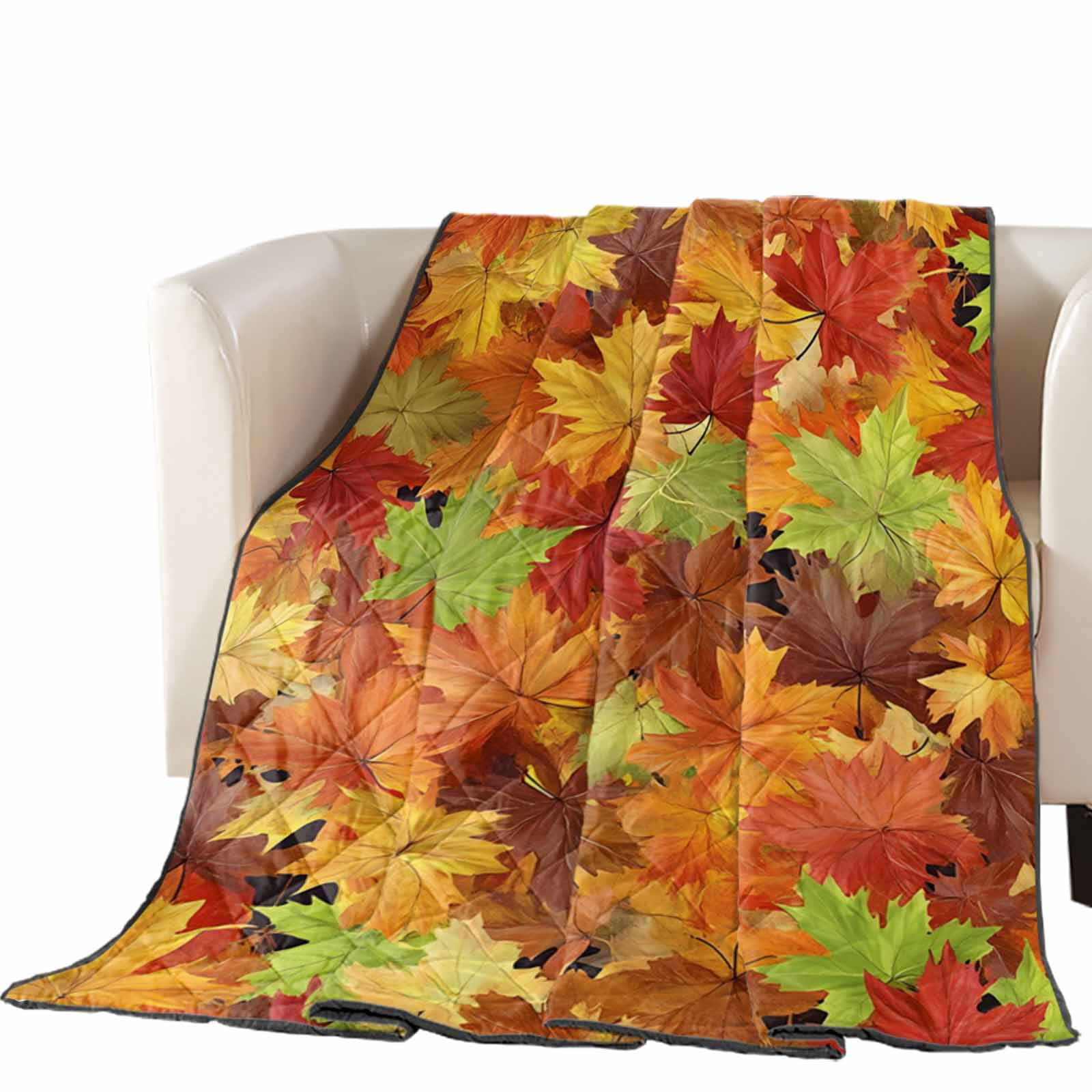 Orange Maple Leaf Quilted Comforters Cooling Blanket Full Size ...