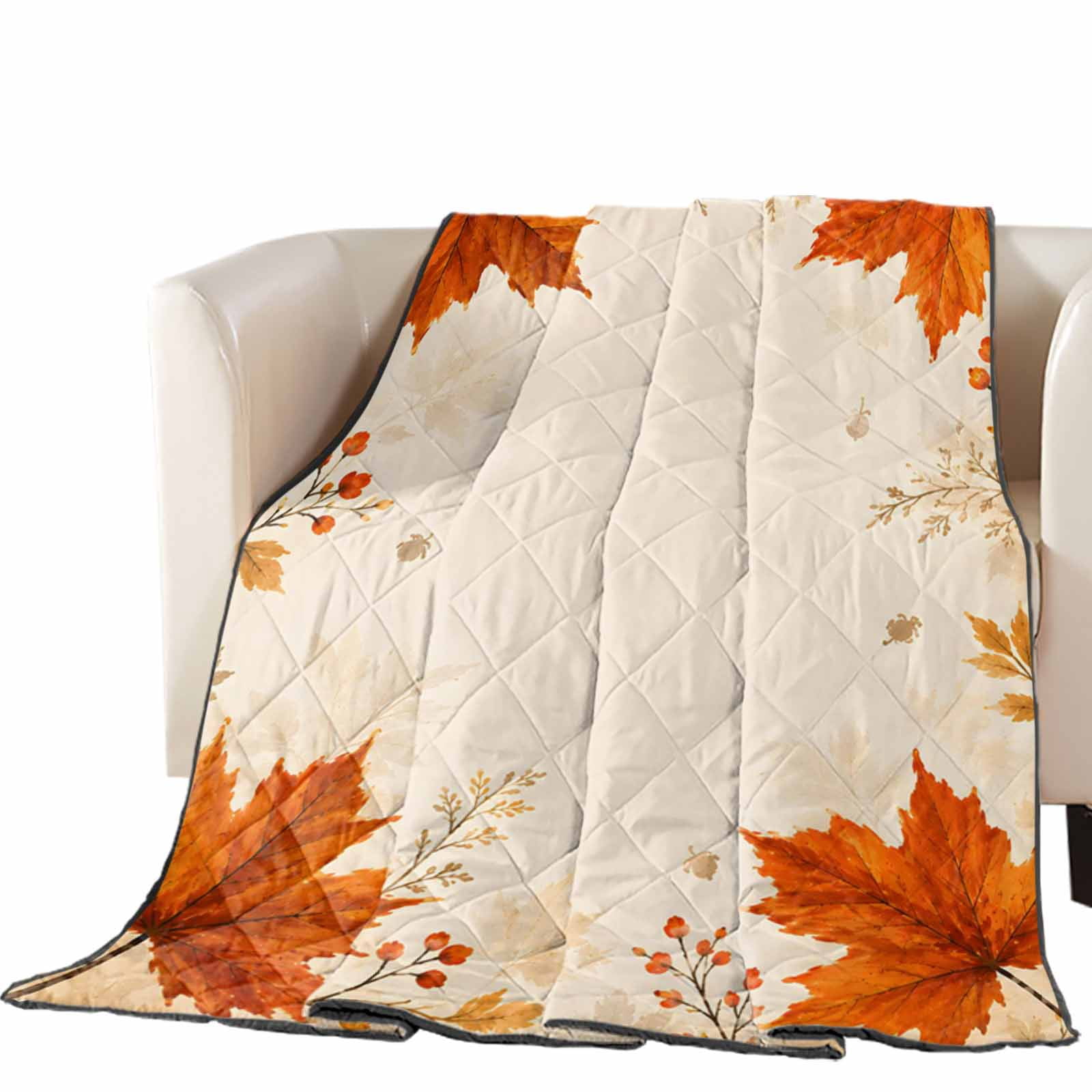 Orange Maple Leaf Quilted Comforters Cooling Blanket Oversized King ...