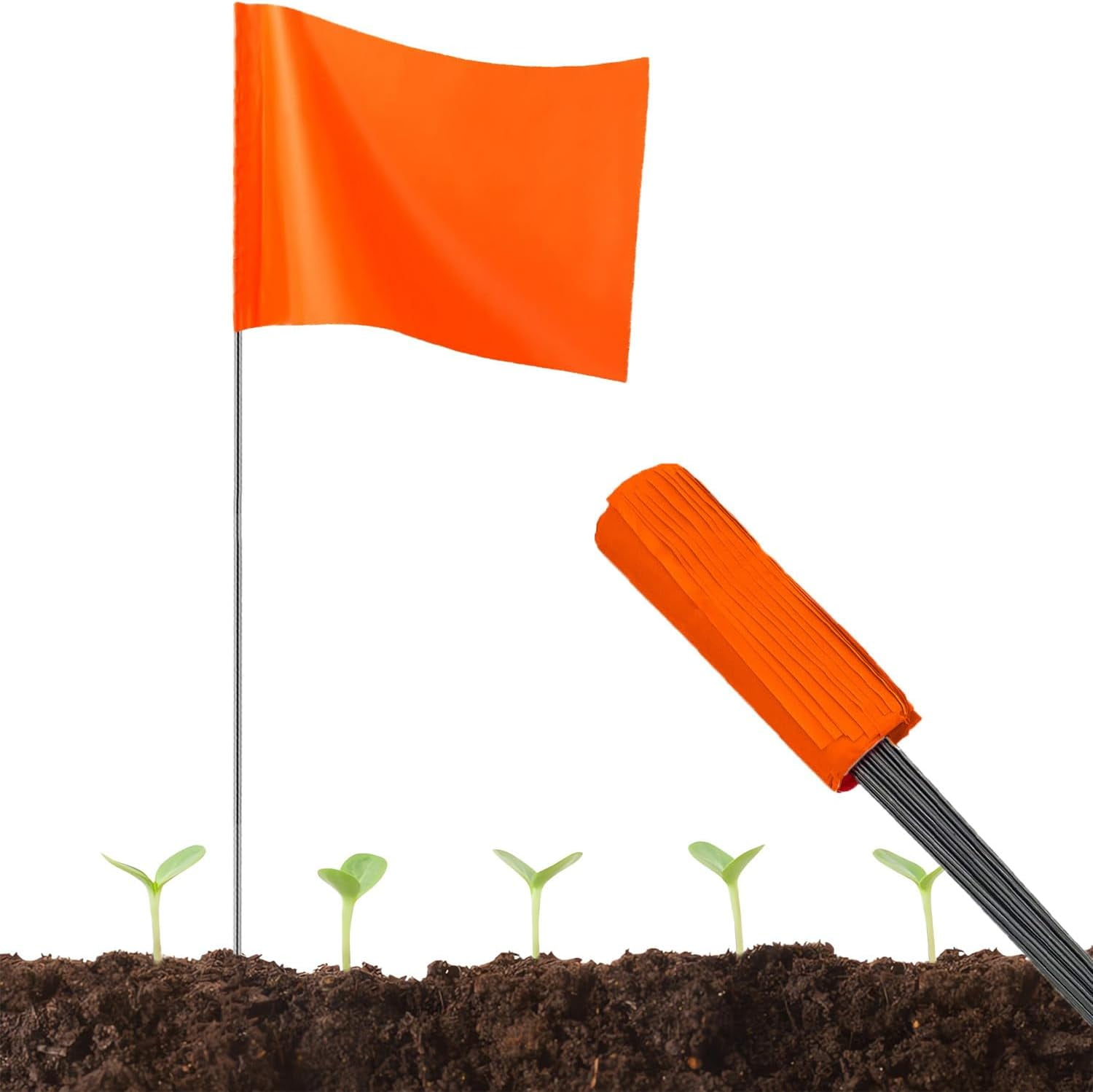 Orange Marking Flags For Lawn, 50Pack Yard Flags | 4X5X15 Inch, Marker Flags, Lawn Flags ...