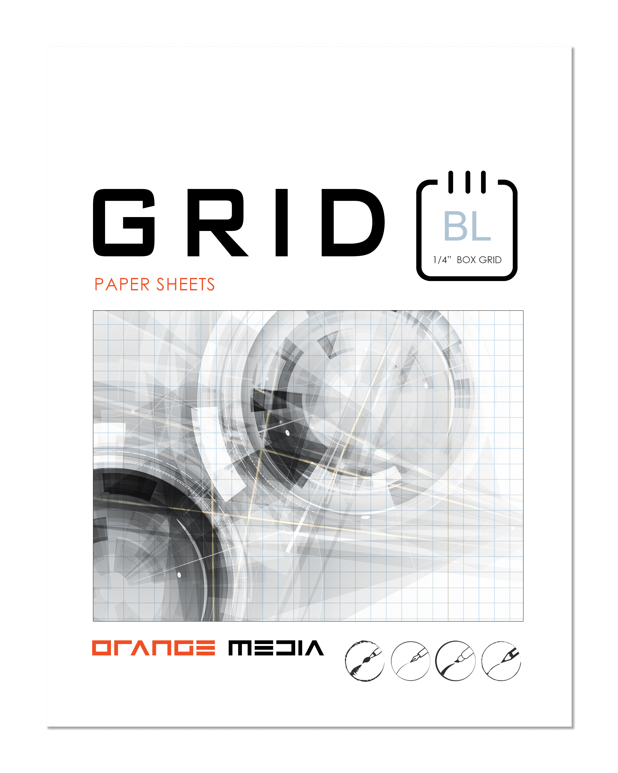 Orange Media brand GRID Paper. BLUE Grid. Premium Paper. Loose Sheet ...