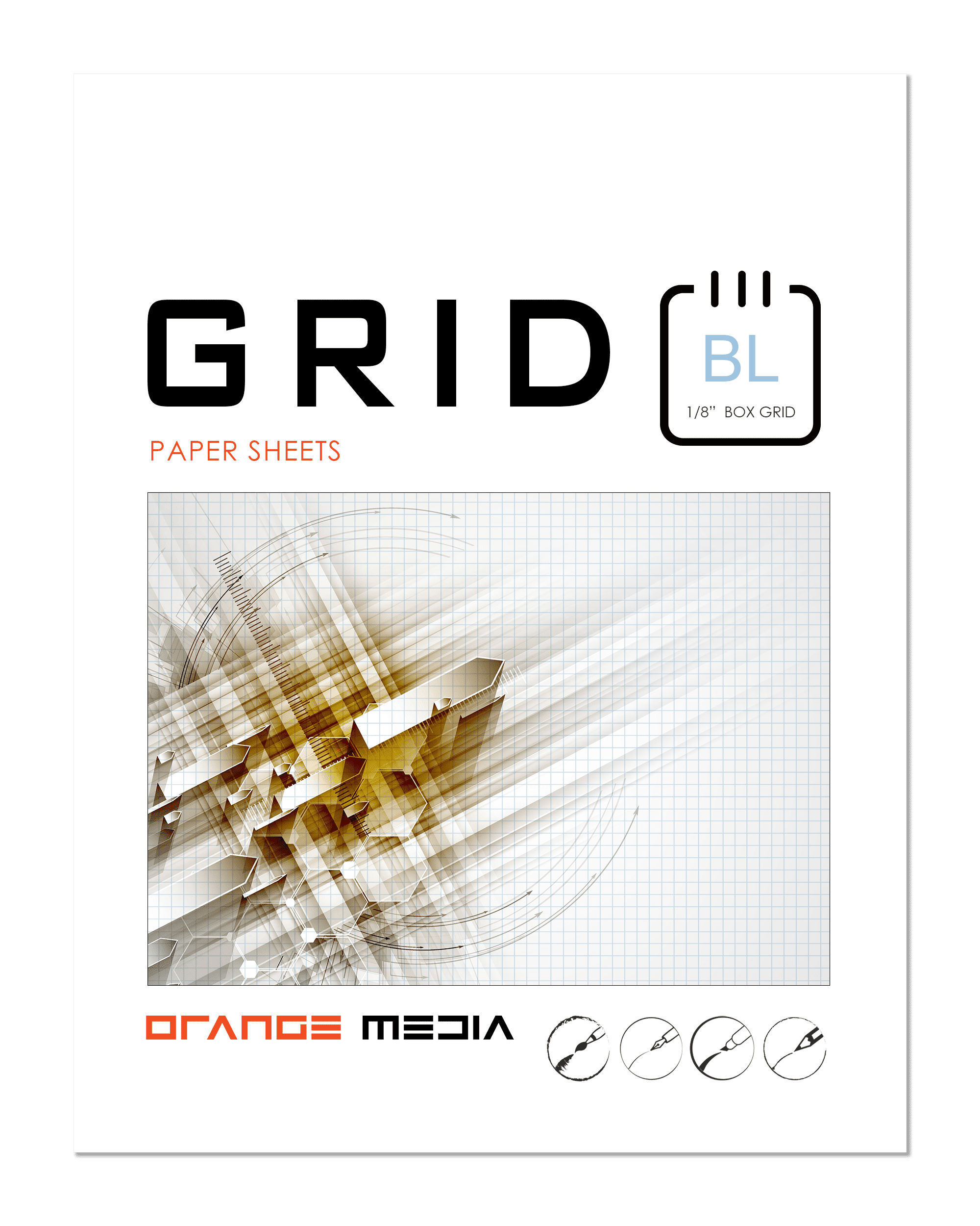 Orange Media brand GRID Paper. BLUE Grid. Premium Paper. Loose Sheet ...
