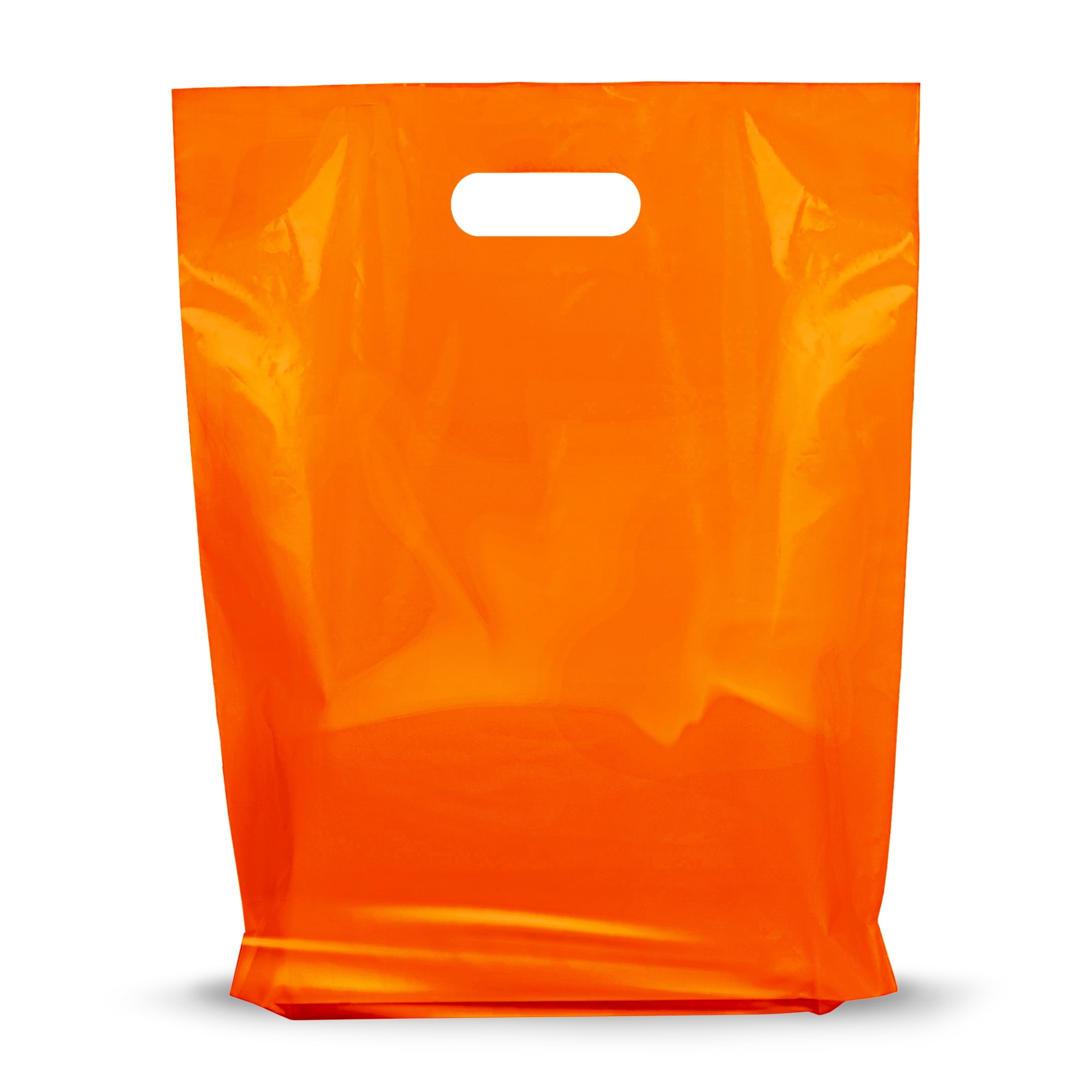 Orange Merchandise Plastic Glossy Retail Bags 100 Pack 12" x 15" with 1 ...