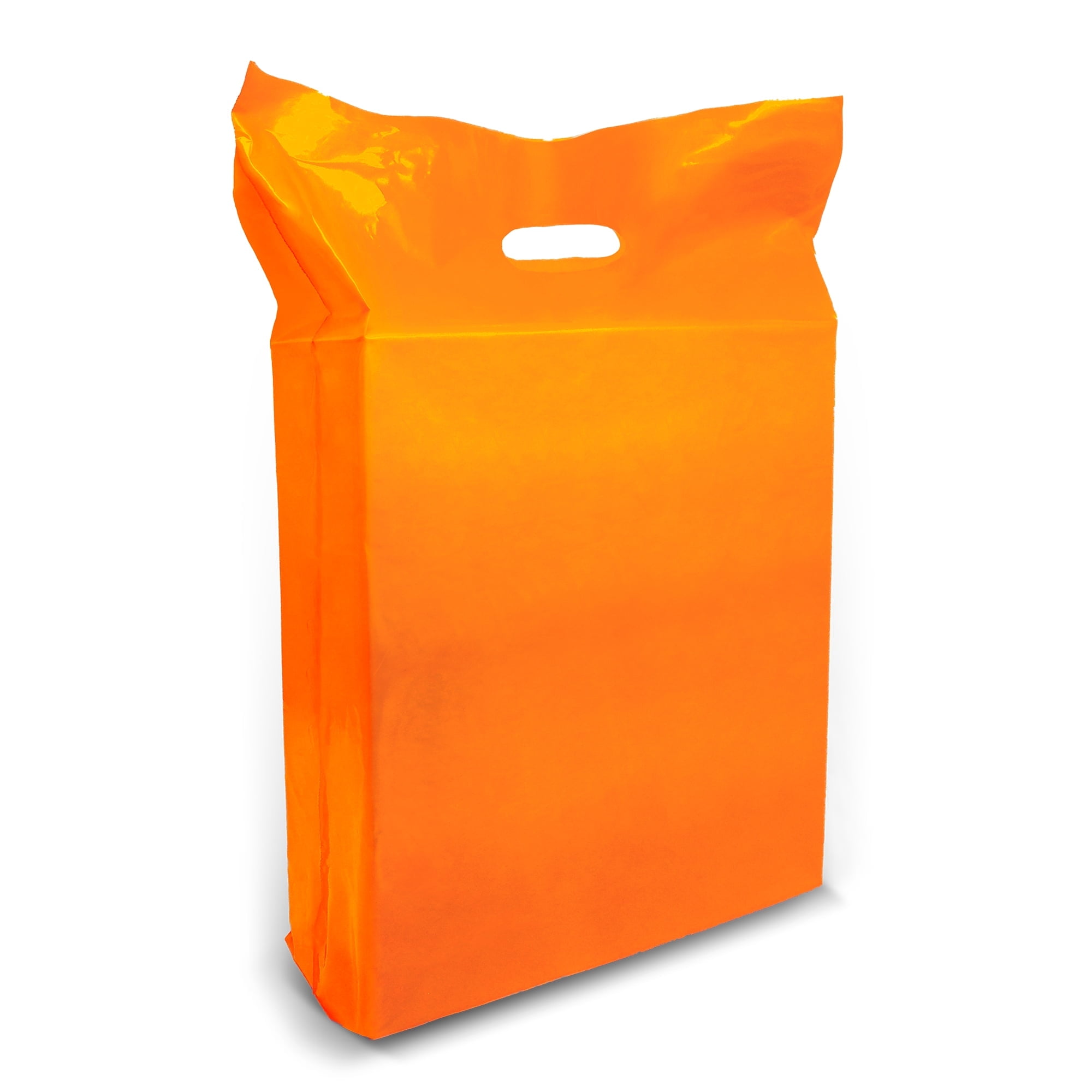 Orange Merchandise Plastic Shopping Bags - 100 Pack 15" x 18" 1.25 mil ...