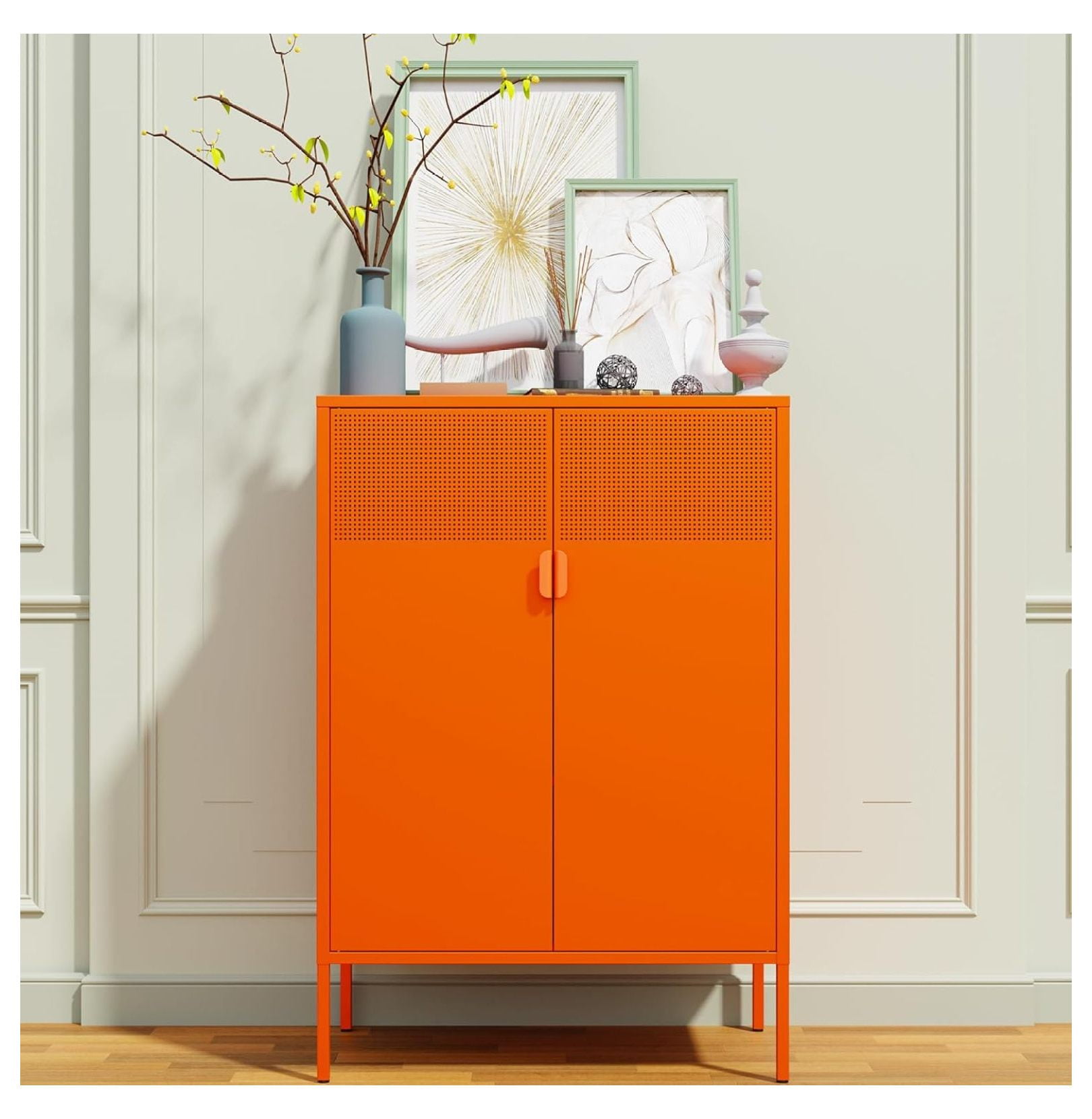 Orange Metal Storage Cabinet,Metal Locker Storage Cabinet with Doors ...