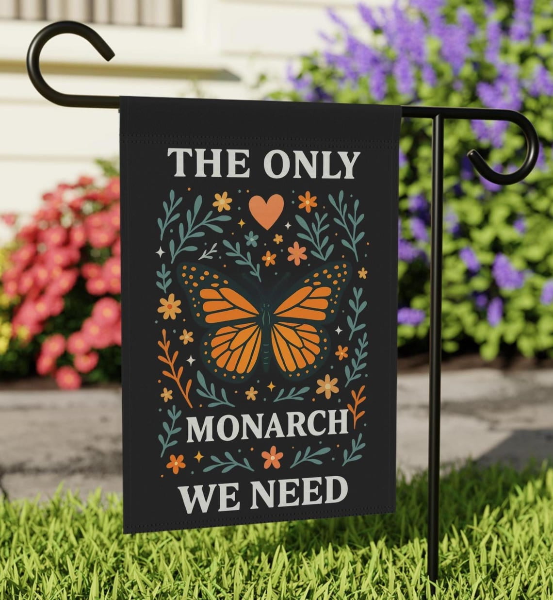 Orange Monarch Butterfly Garden Flag, Fun Outdoor Yard Banner ...