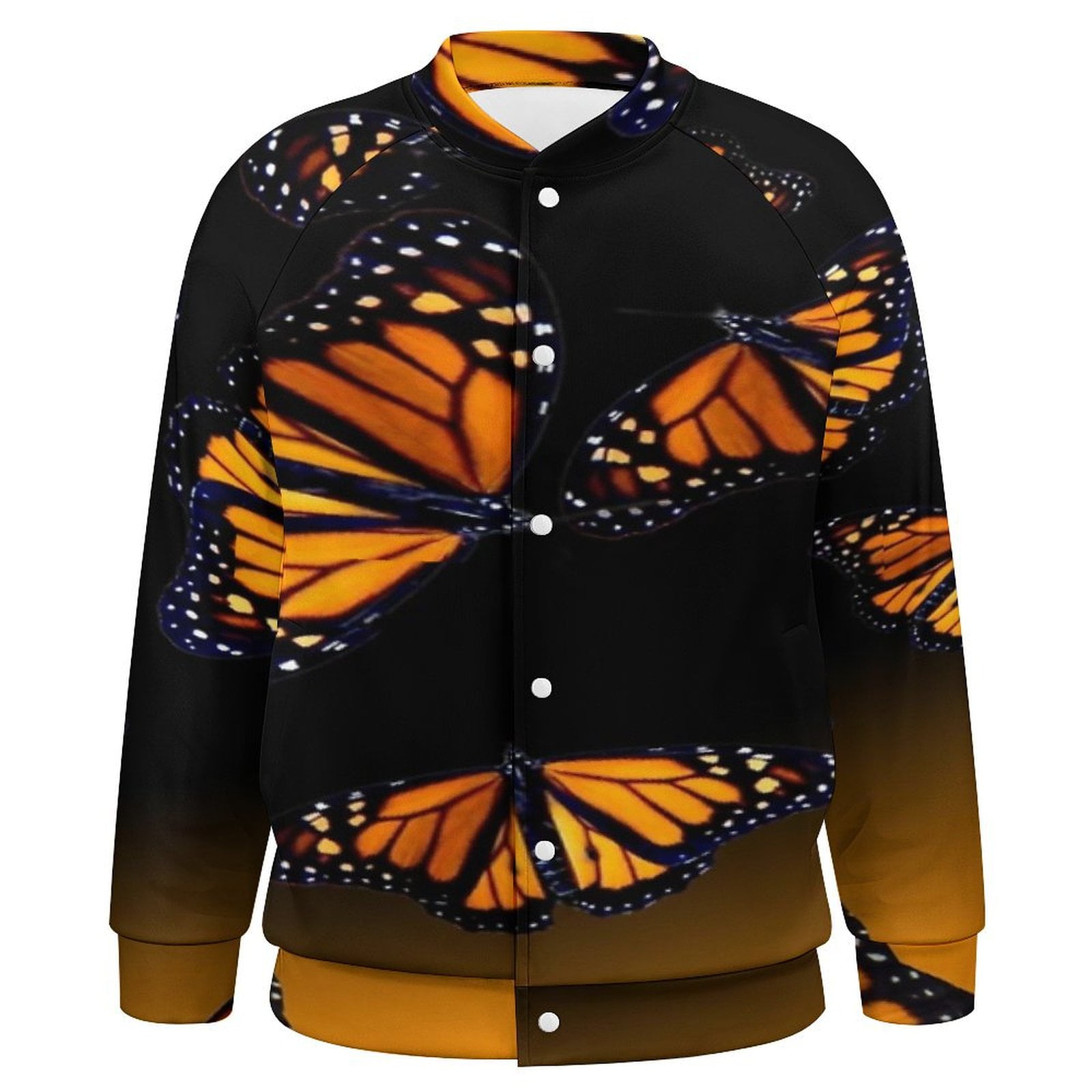Orange Monarch Butterflys Baseball Jersey Fashion Ribbed Sleeve Man ...
