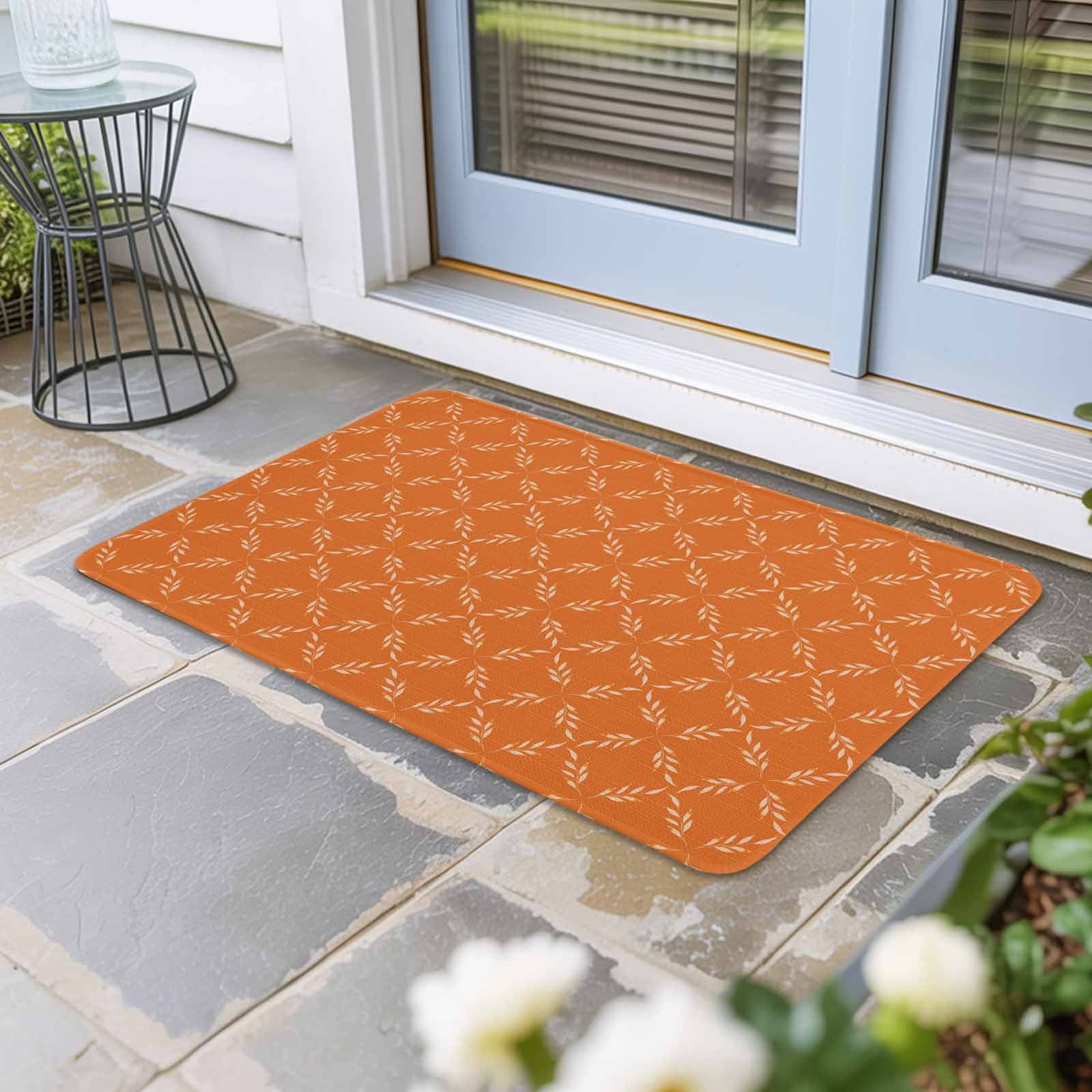 Orange Morocco Door Mat Indoor Outdoor, Geometric Leaf Diamond Lattice ...