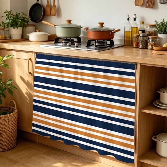 Orange Navy Blue Striped Cabinet Curtains 35''x35'', Gradient ...