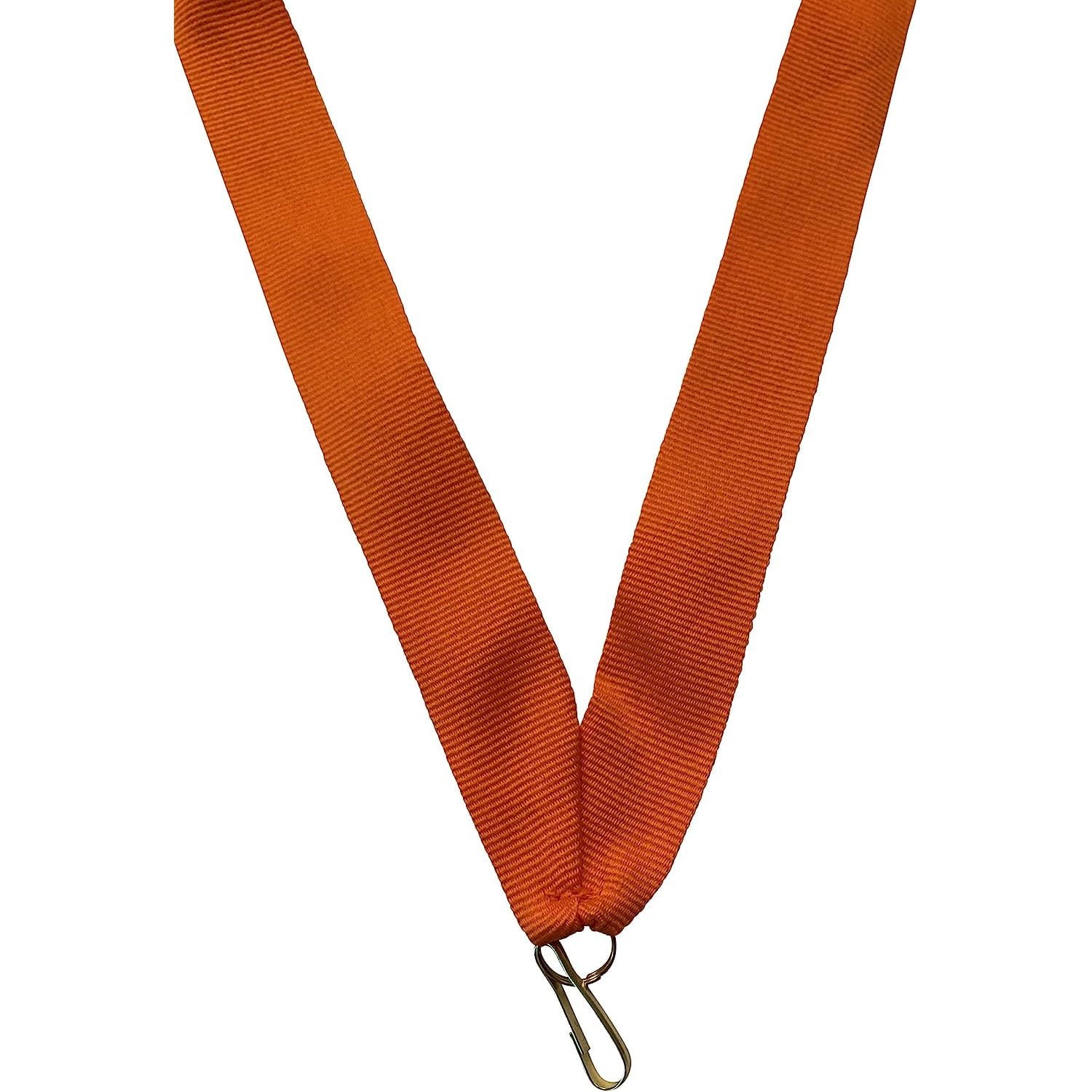 Orange Neck Ribbons for Medals with Snap Clips Flat Lanyard Award (Pack ...