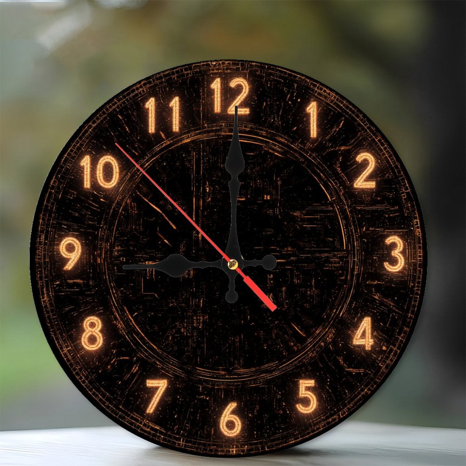 Orange Neon Clock Wall Decor Steampunk Style Home Art 10-Inch Silent ...