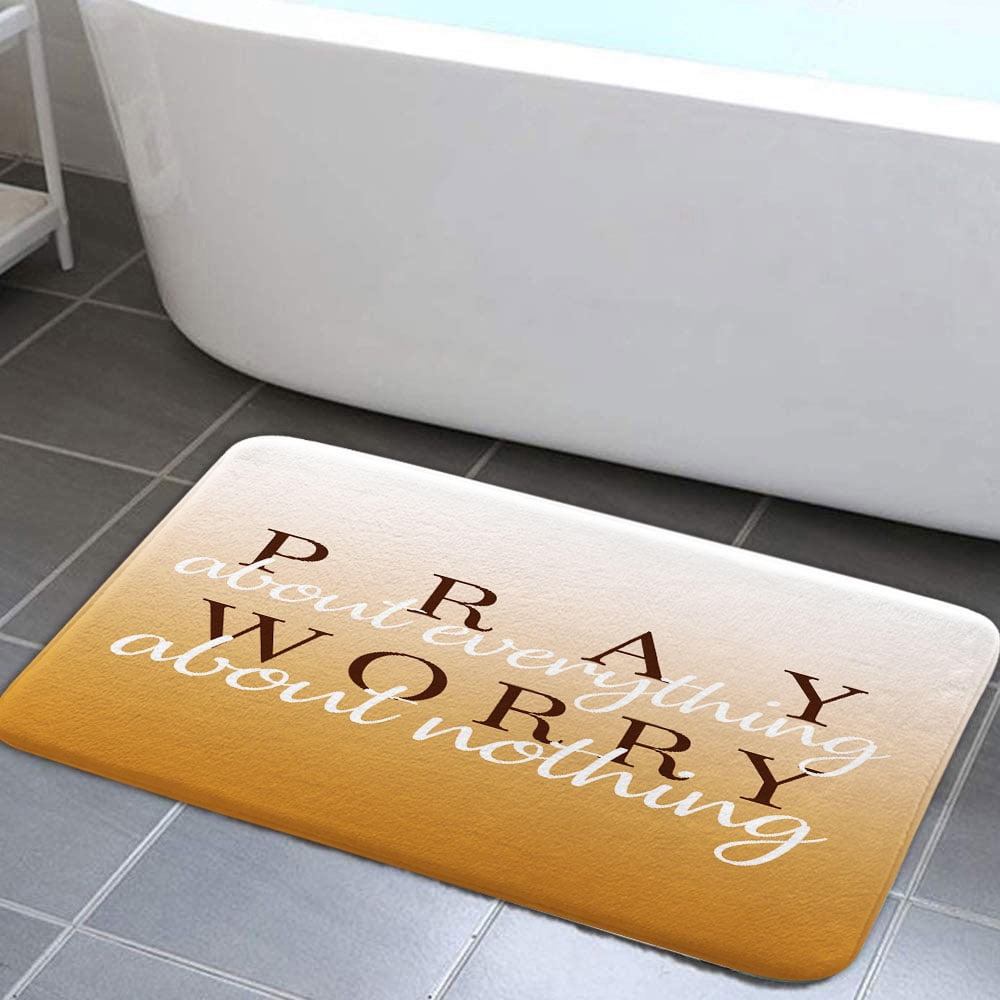 Orange Non-slip Bath Mats Rugs, Inspirational Quotes Bathroom Mats Rugs ...