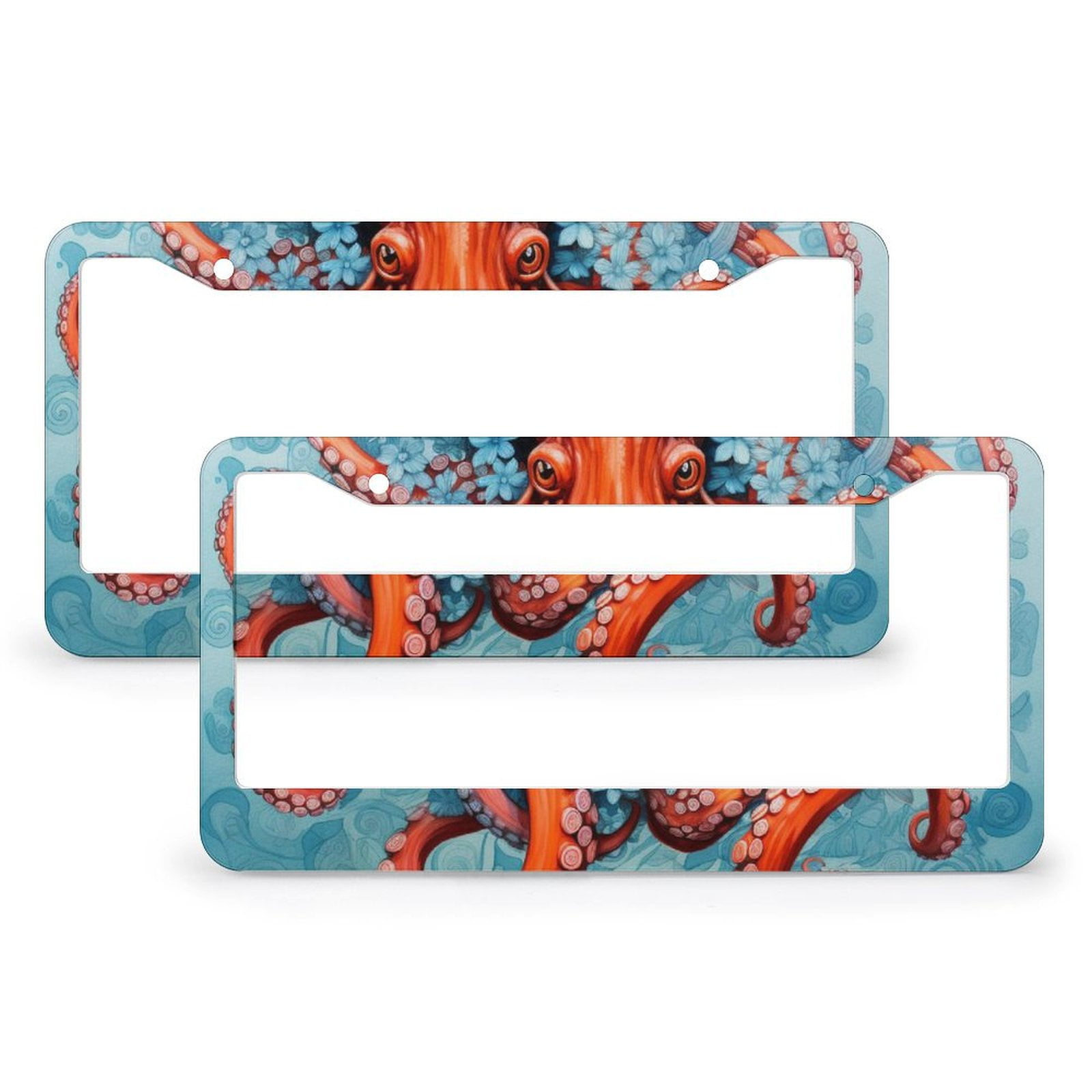 Orange Octopus License Plate Frame 2 Pieces Vintage Octopus Blue ...