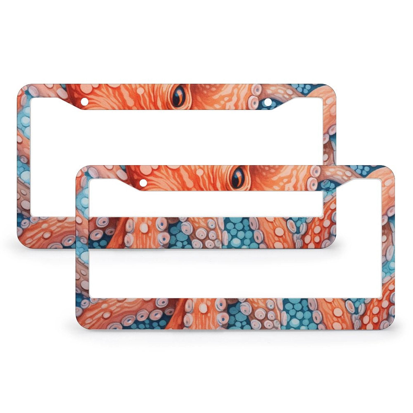 Orange Octopus License Plate Frames 2 Pack Vintage Octopus Blue Freshen ...