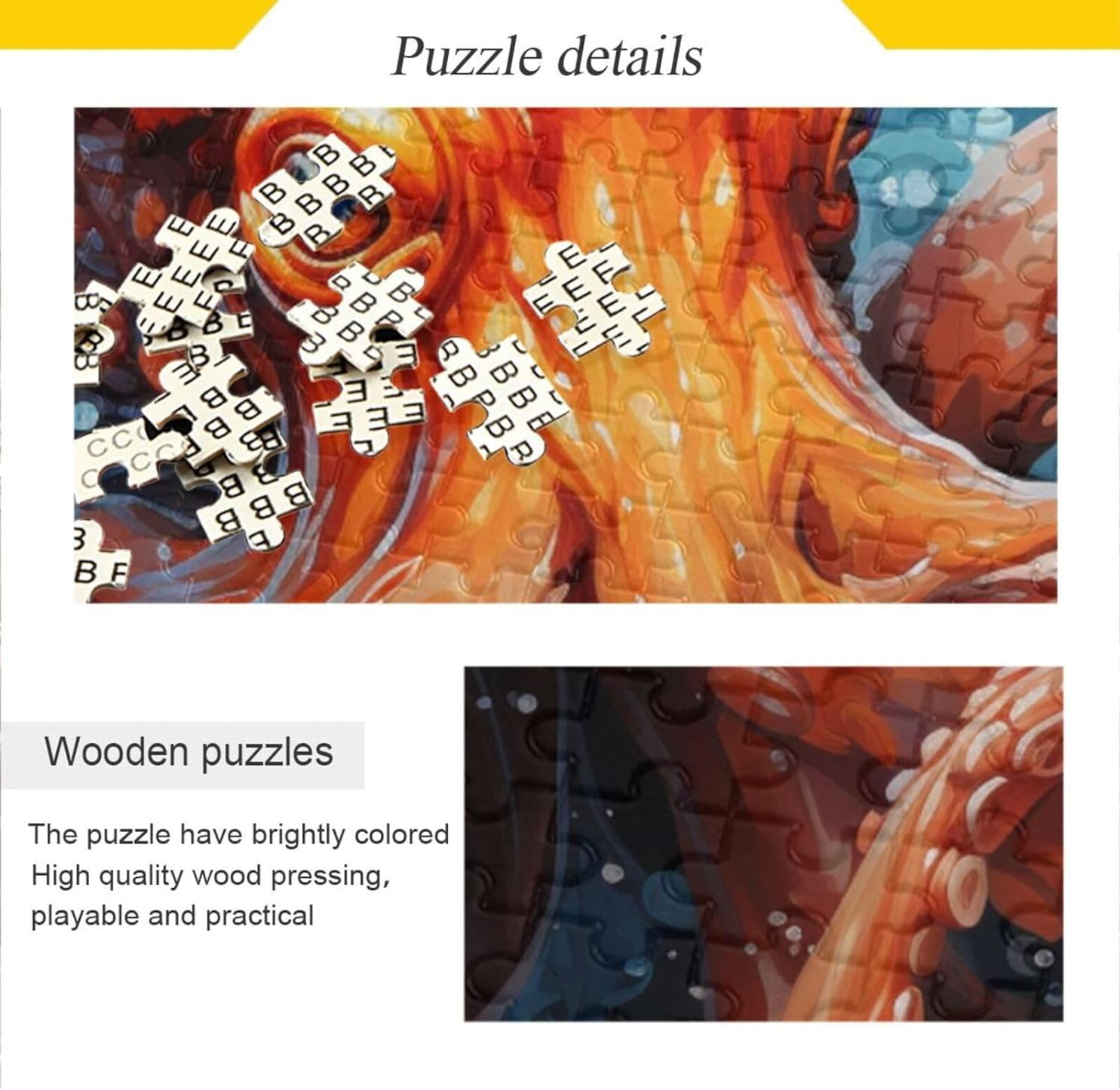 Orange Octopus Painting Jigsaw Puzzle 1000 Pieces, Zigsaw with Storage ...