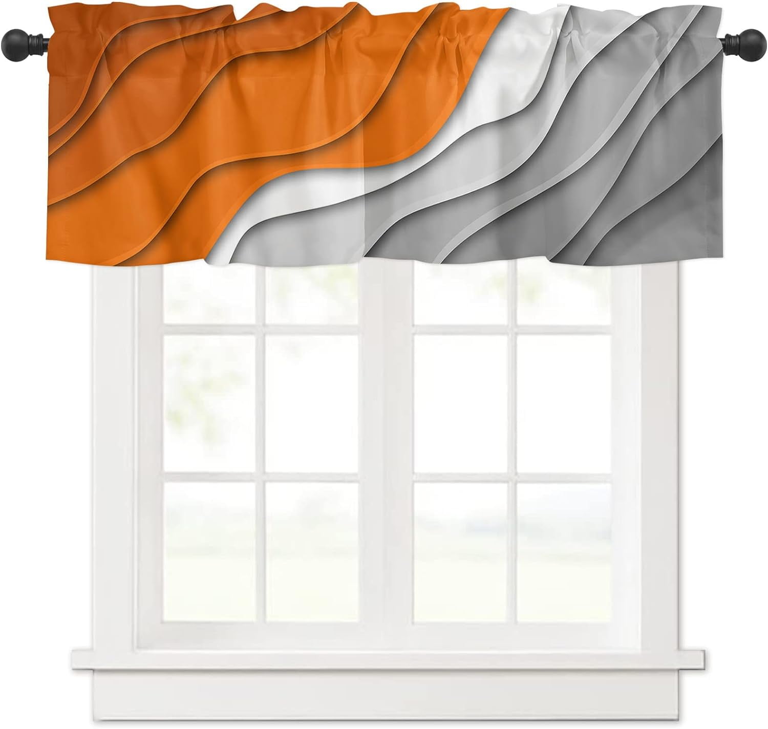 Orange Ombre Valance Curtain for Kithchen Windows Orange and Grey ...