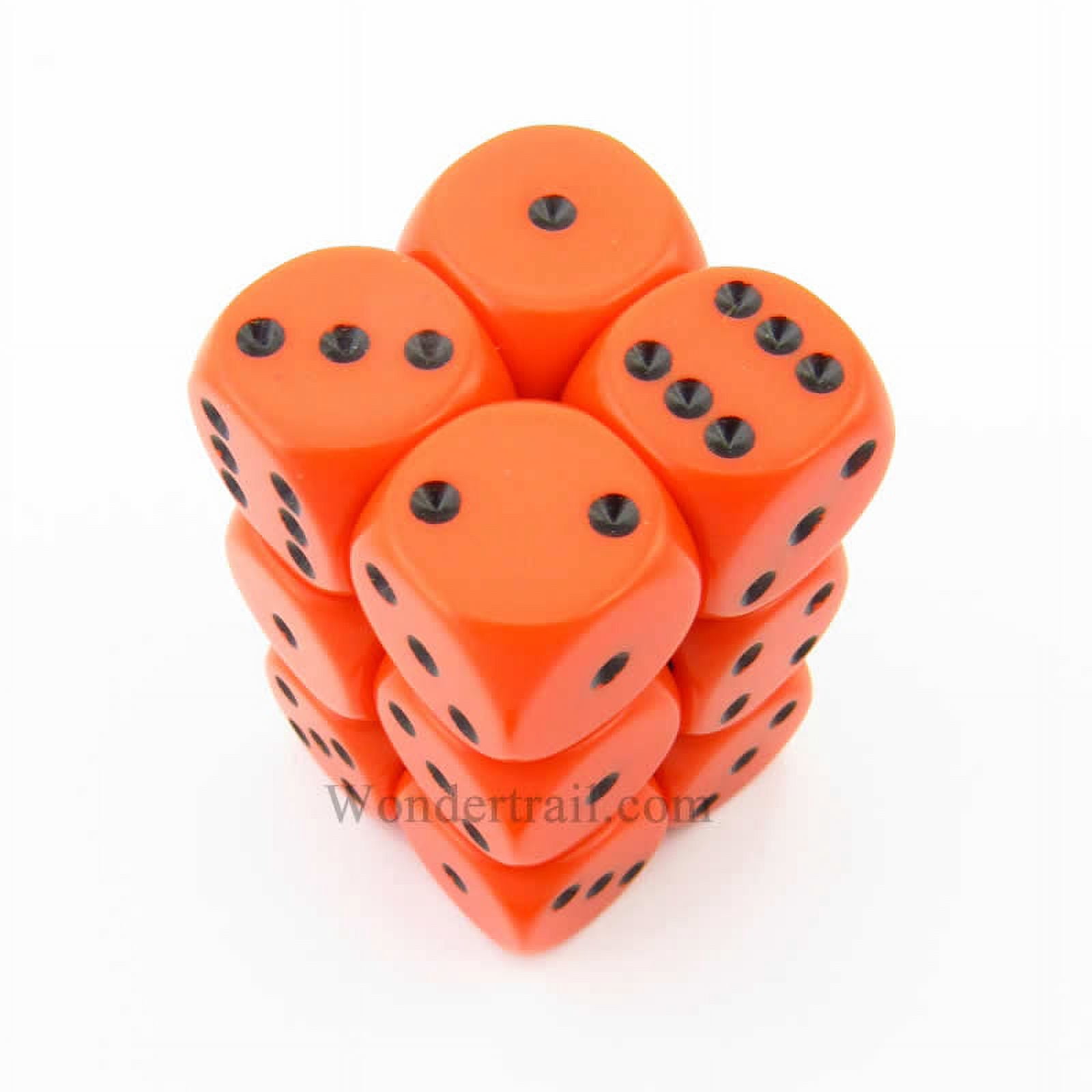 Orange Opaque D6 Dice with Black Pips 16mm (5/8in) Pack of 12 Dice ...