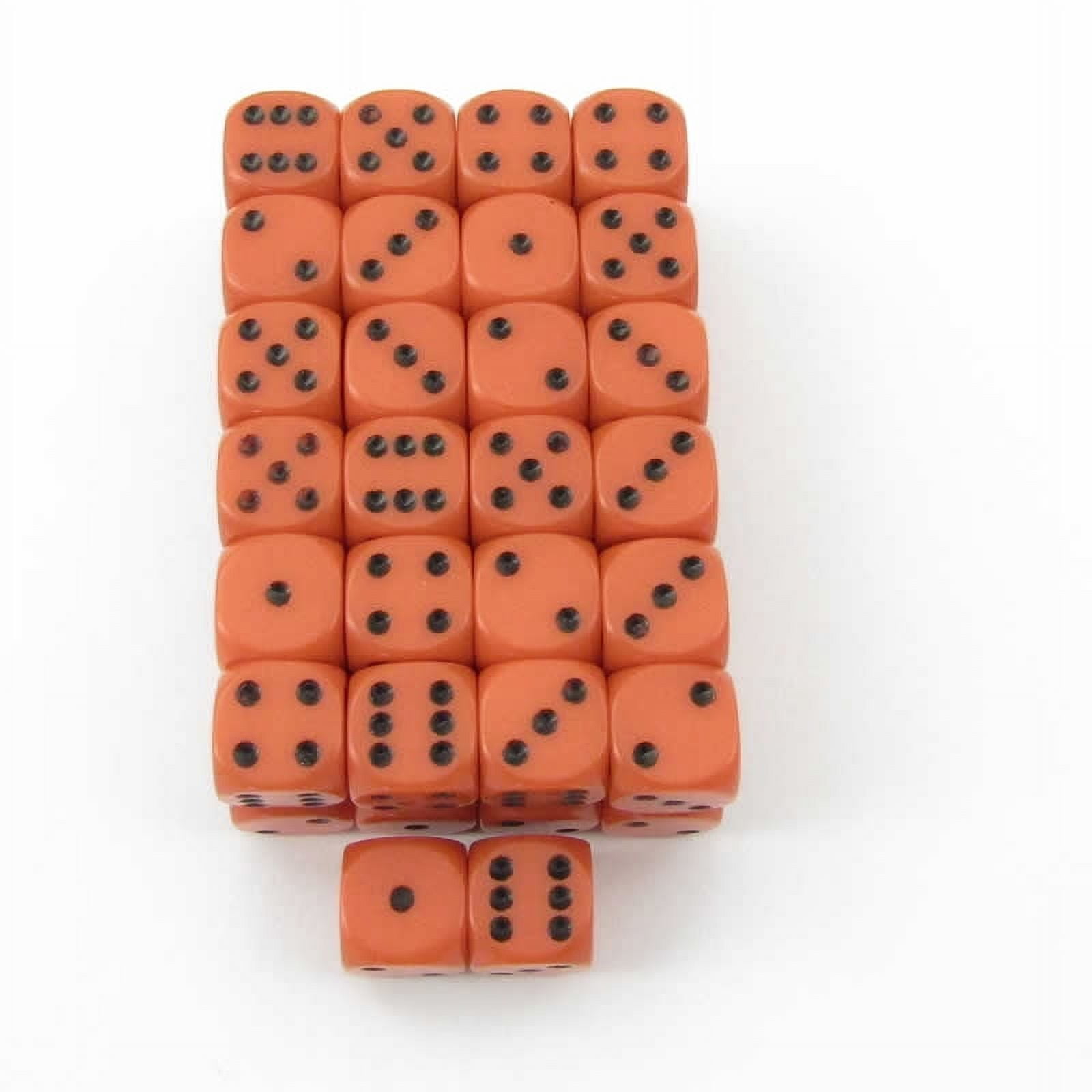 Orange Opaque Dice with Black Pips D6 12mm (1/2in) Bulk Pack of 50 ...