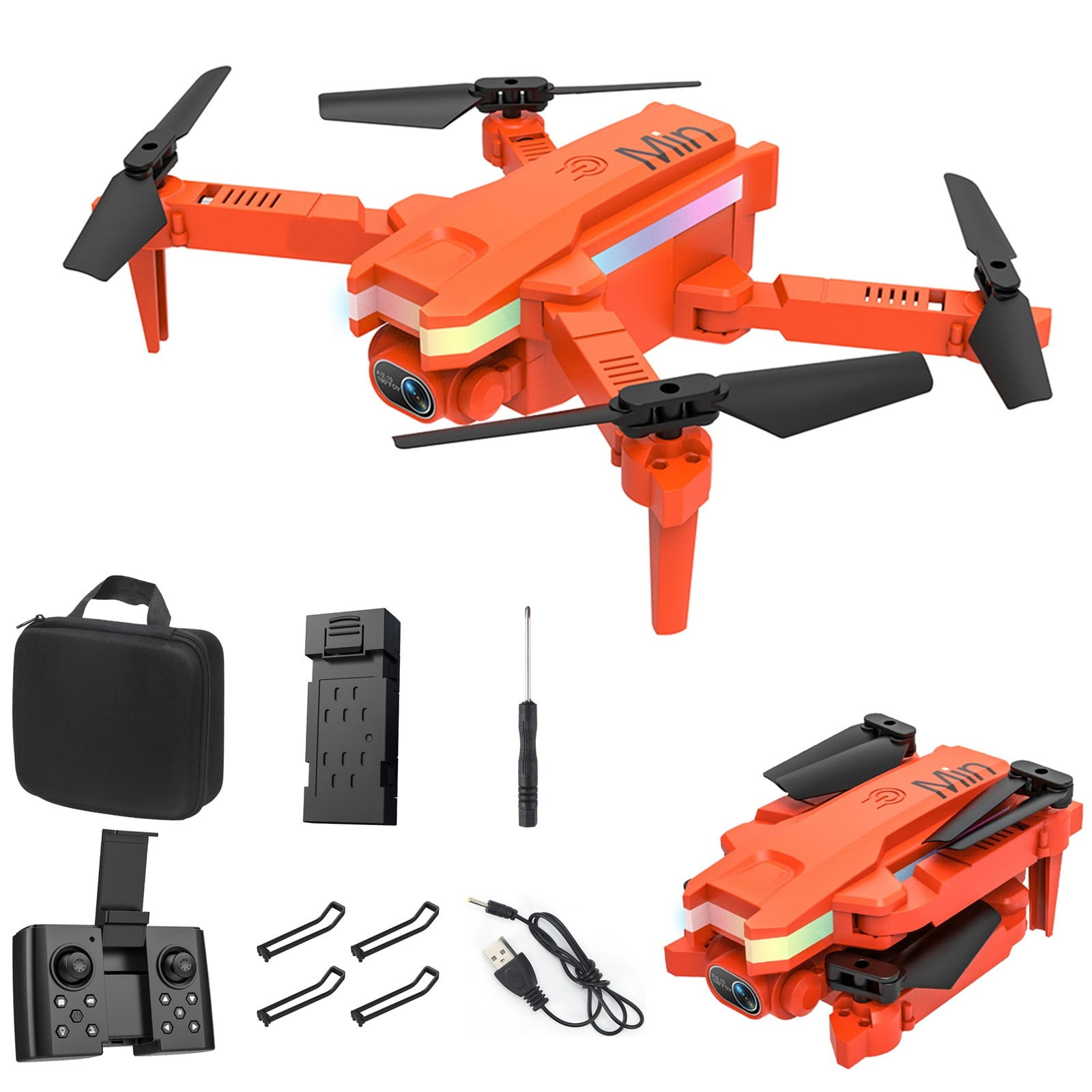 Orange Orange Black Foldable Drone With Dual 4K Cameras Wifi Fpv ...