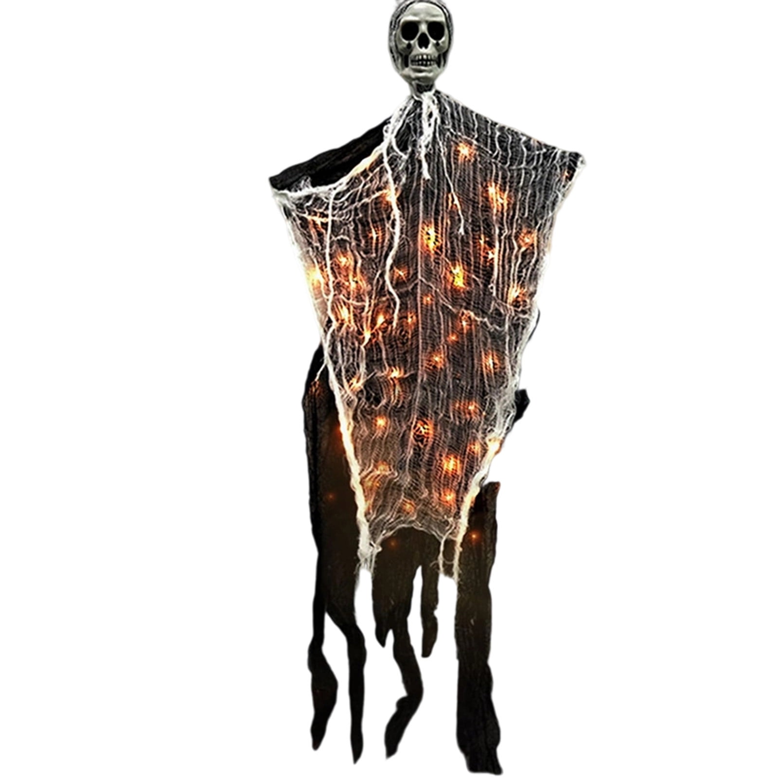 Orange Orange Led Hanging Ghost Decoration With Glowing Skull - Outdoor ...