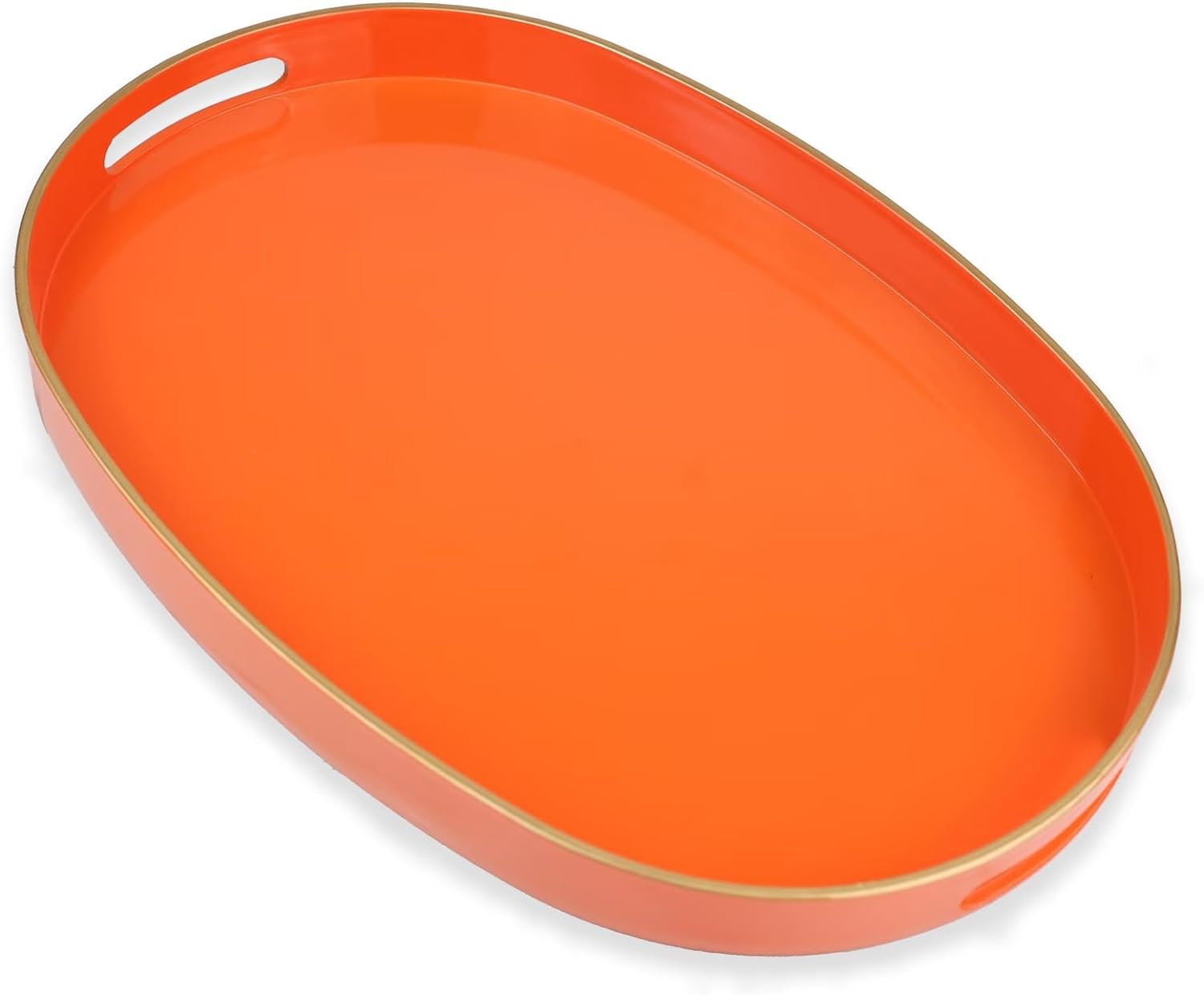 Orange Oval Decorative Tray with Handles, Versatile Serving Tray for ...