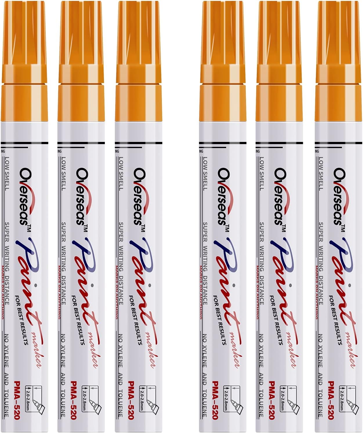 Orange Paint Markers Pens - Single color 6 Pack Permanent Oil Based ...