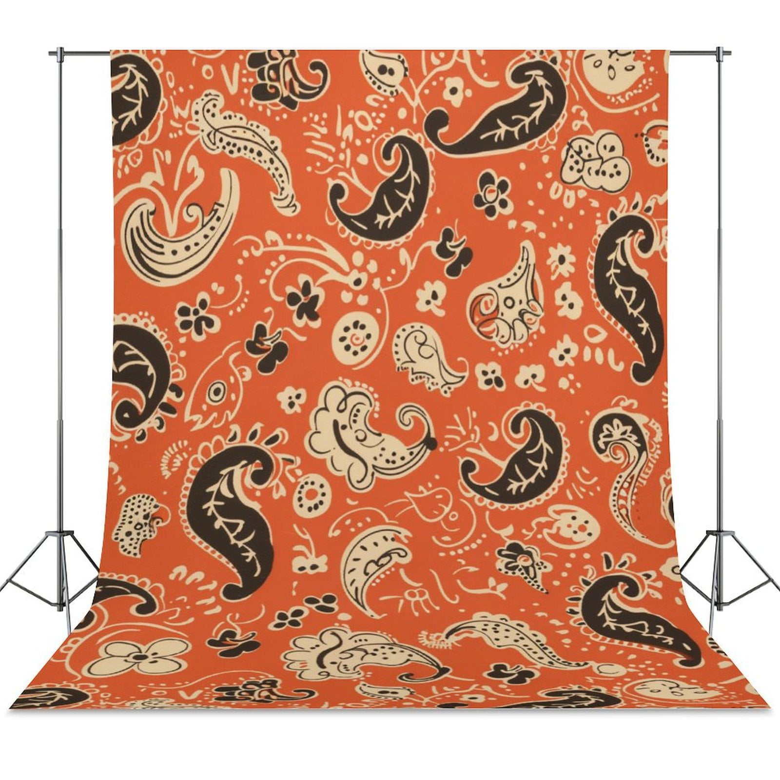 Orange Paisley Pattern Ornate Design Floral Background Spring Wall ...