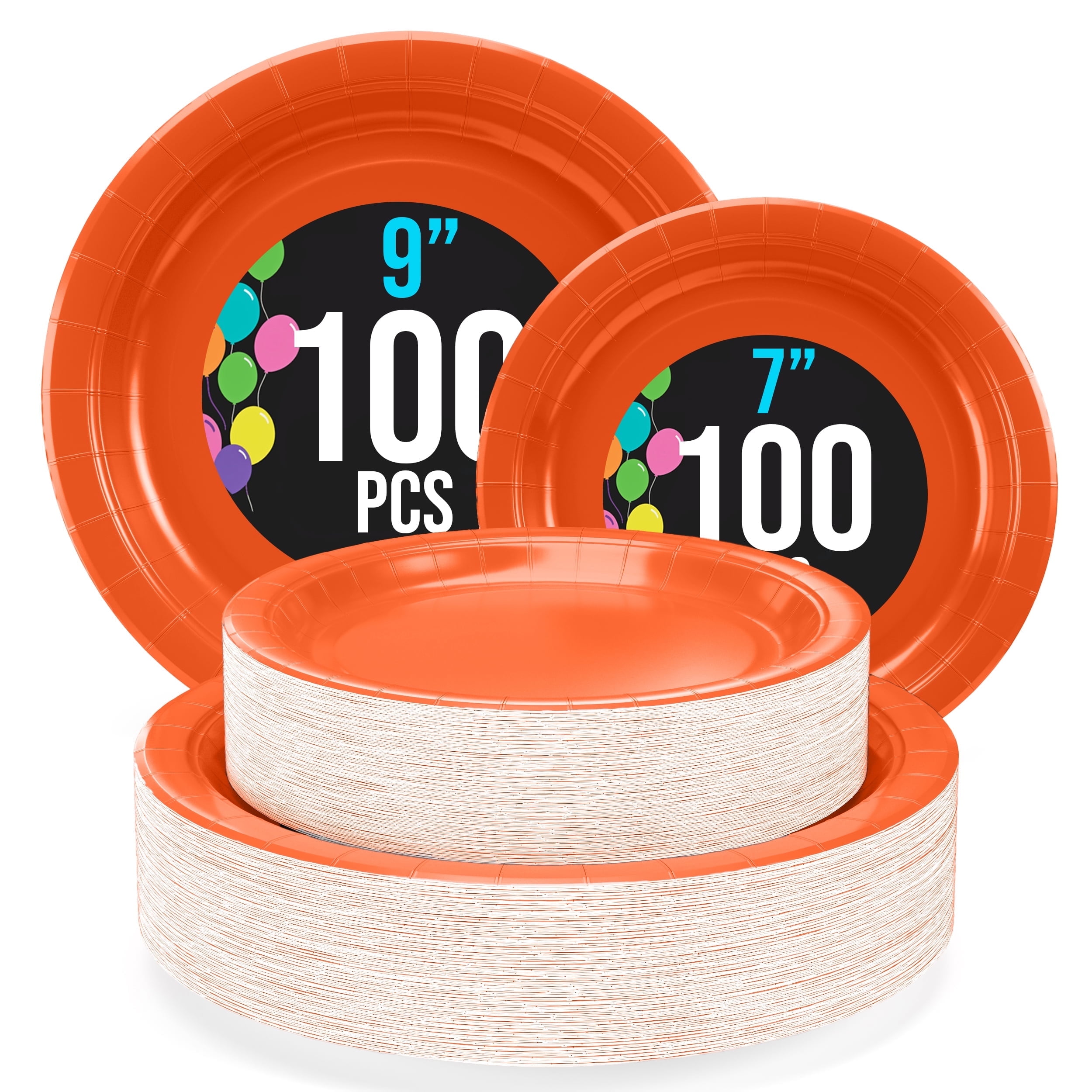 Exquisite Orange Disposable Heavy Duty Paper Plates, 7 and 9 Inch, 200 ...