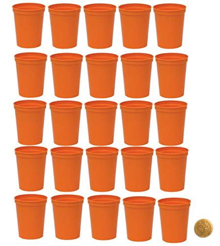 Orange Party Cups, Pack of 25, Blank 16 oz Plastic Party Cups - Walmart.com