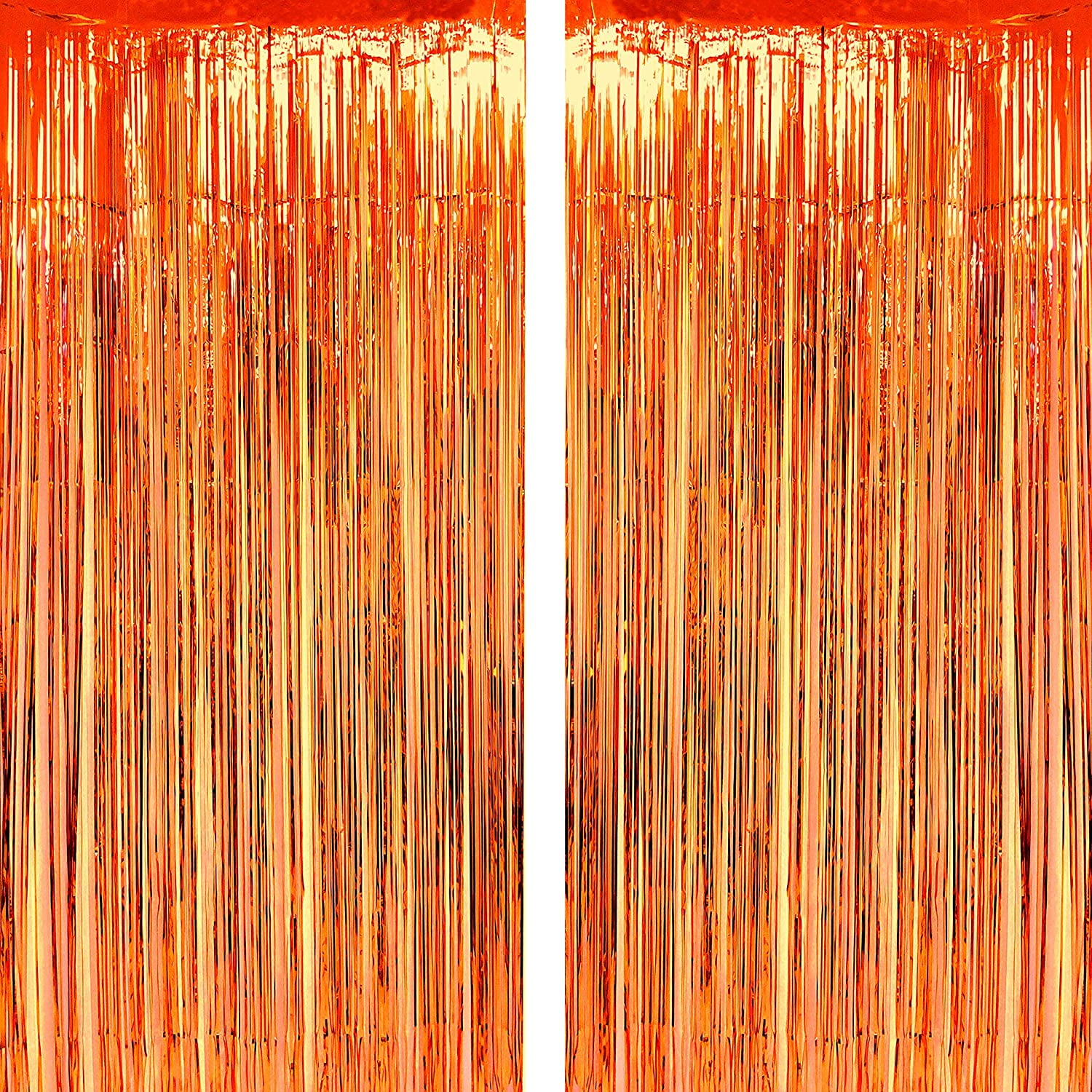 Orange Party Tinsel Foil Fringe Curtains - Fall Thanksgiving Carnival ...