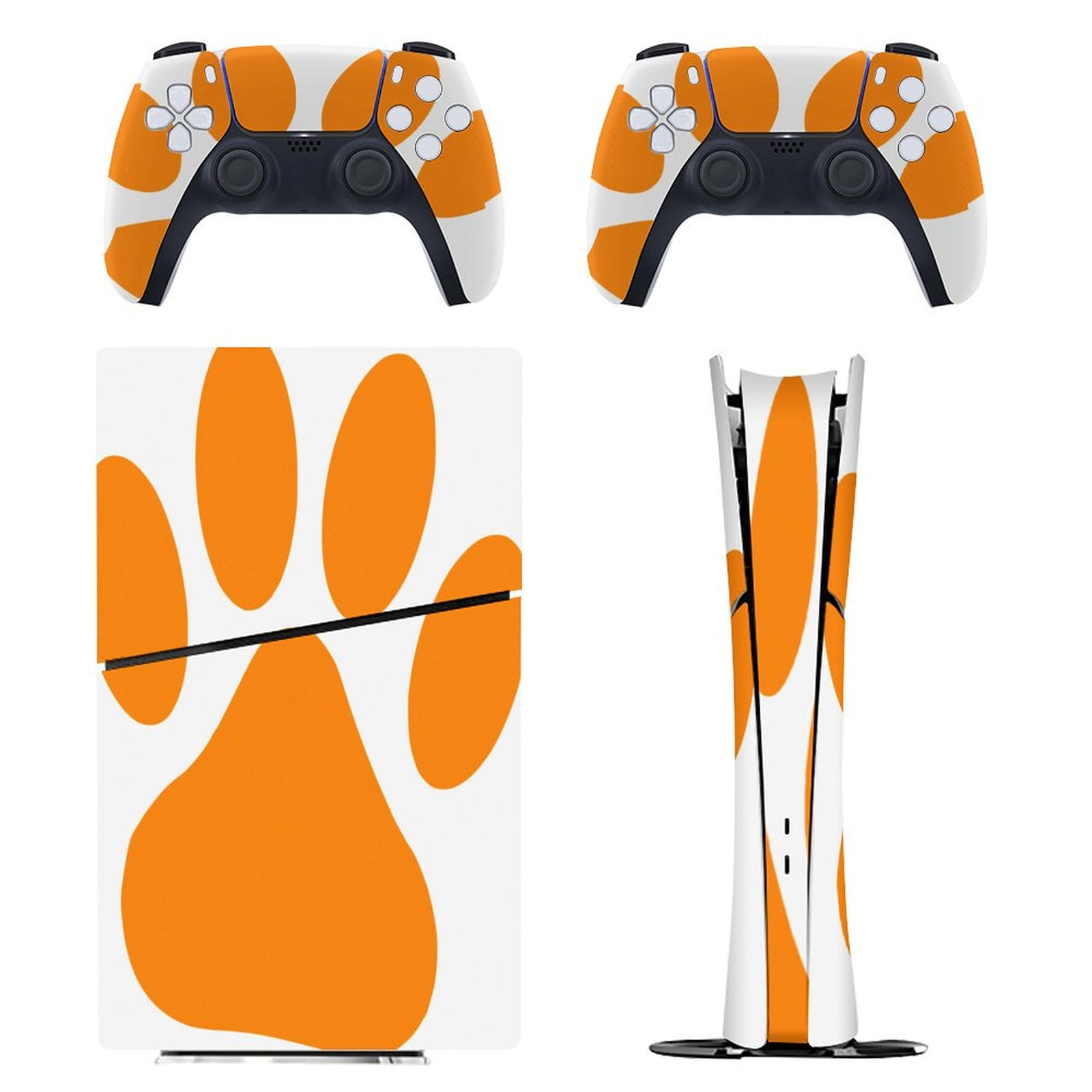 Orange, Paw Prints PS5/PS5 Slim Digital Disc Skin Sticker For Console ...