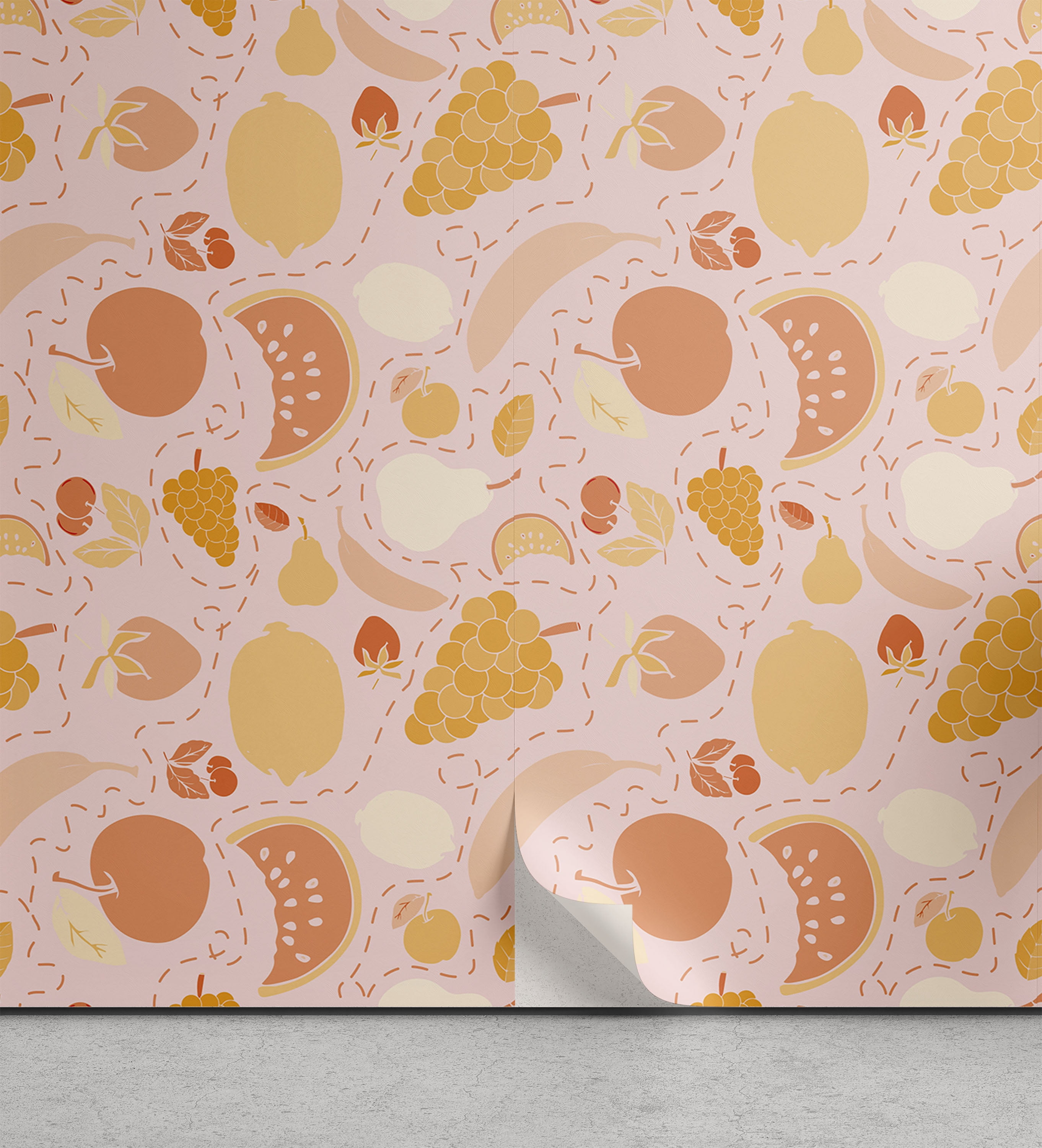 Orange Peel & Stick Wallpaper, Freshness Fruits Mango Watermelon Cherry ...