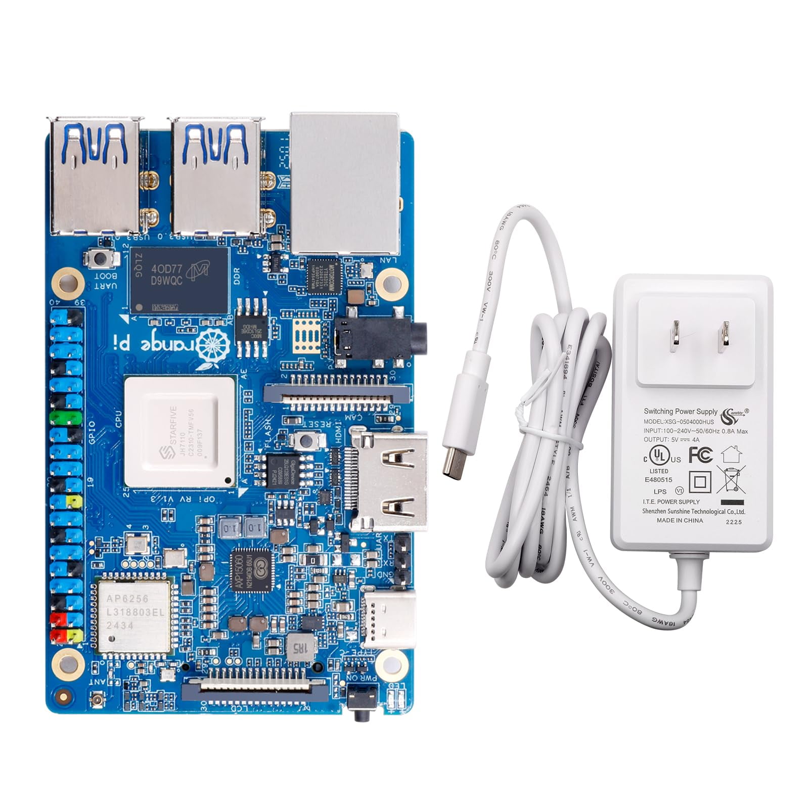 Orange Pi RV 8G KEF16 RAM RISC V 4 Core LPDDR4 1.5GHz Frequency Development Board, 4K Video ...